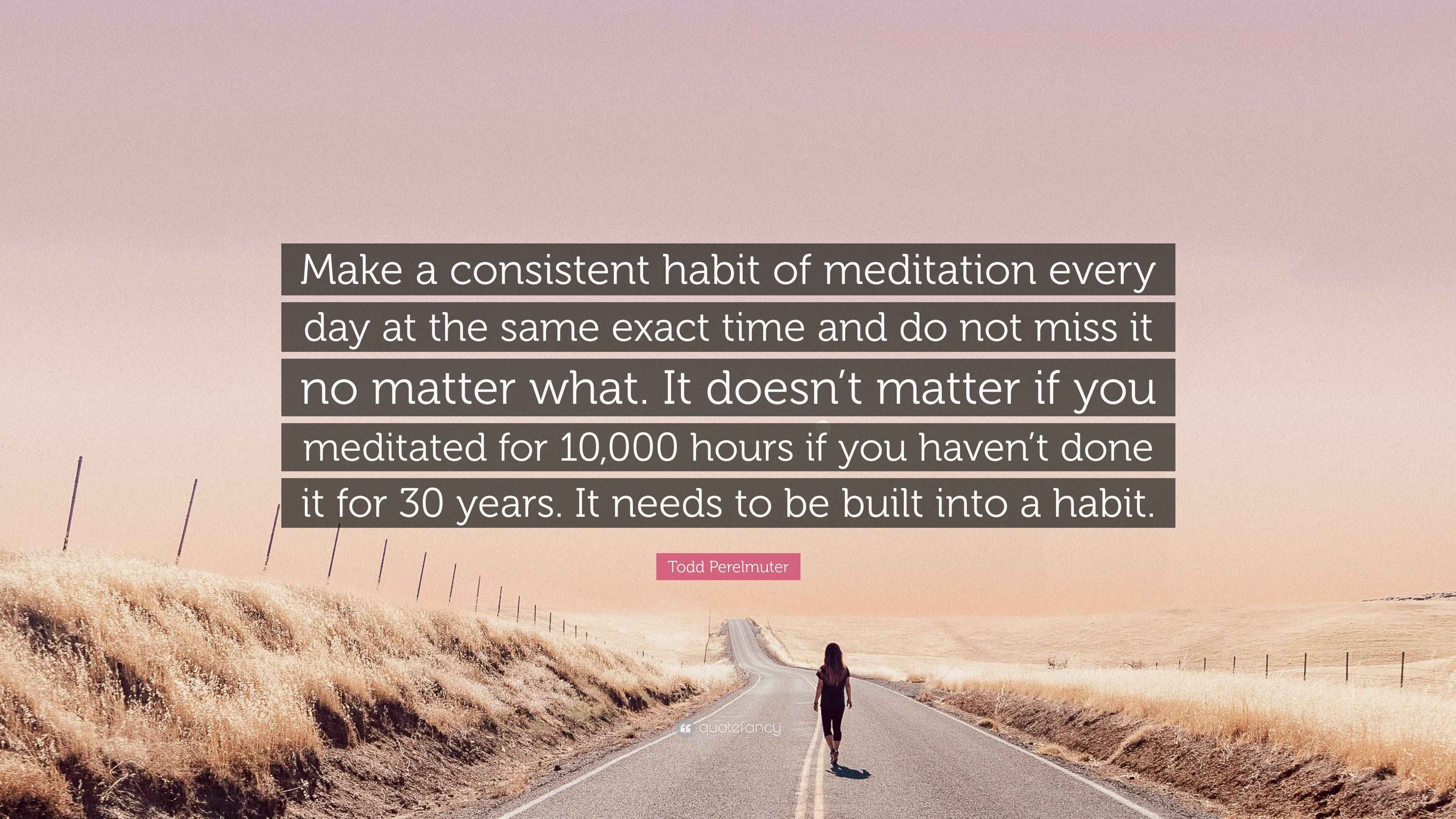 Todd Perelmuter Quote: “Make a consistent habit of meditation every day ...