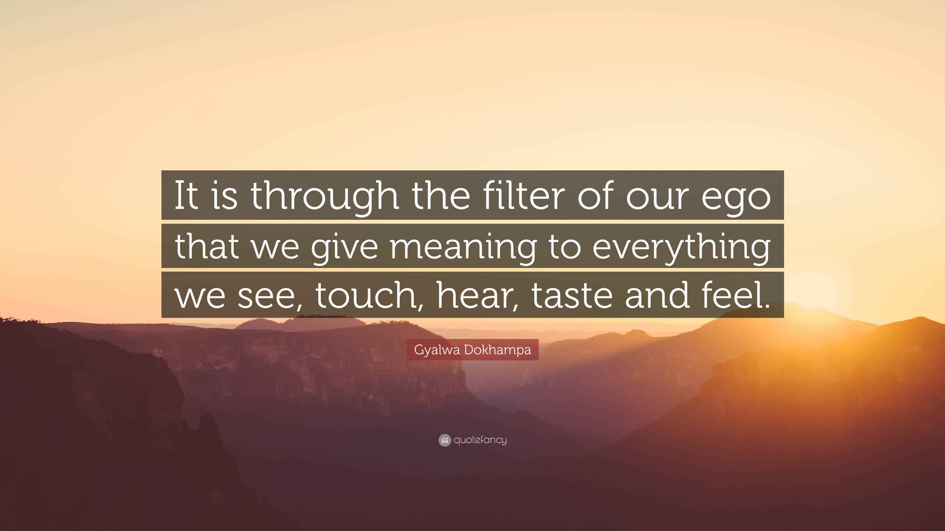 Gyalwa Dokhampa Quote: “It is through the filter of our ego that we ...