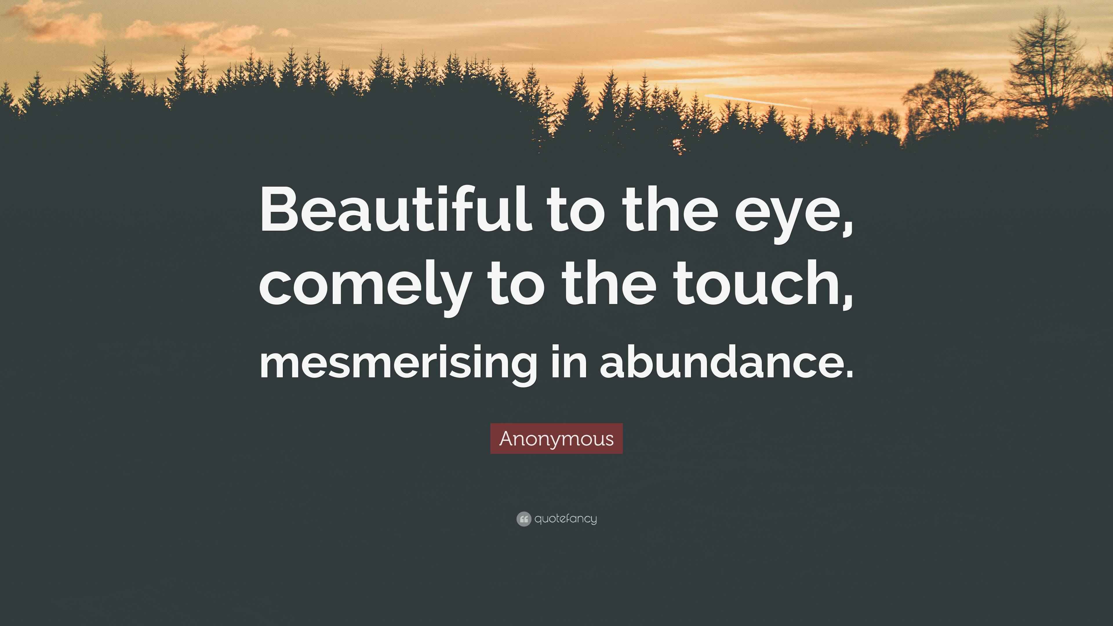 Anonymous Quote: “Beautiful to the eye, comely to the touch ...