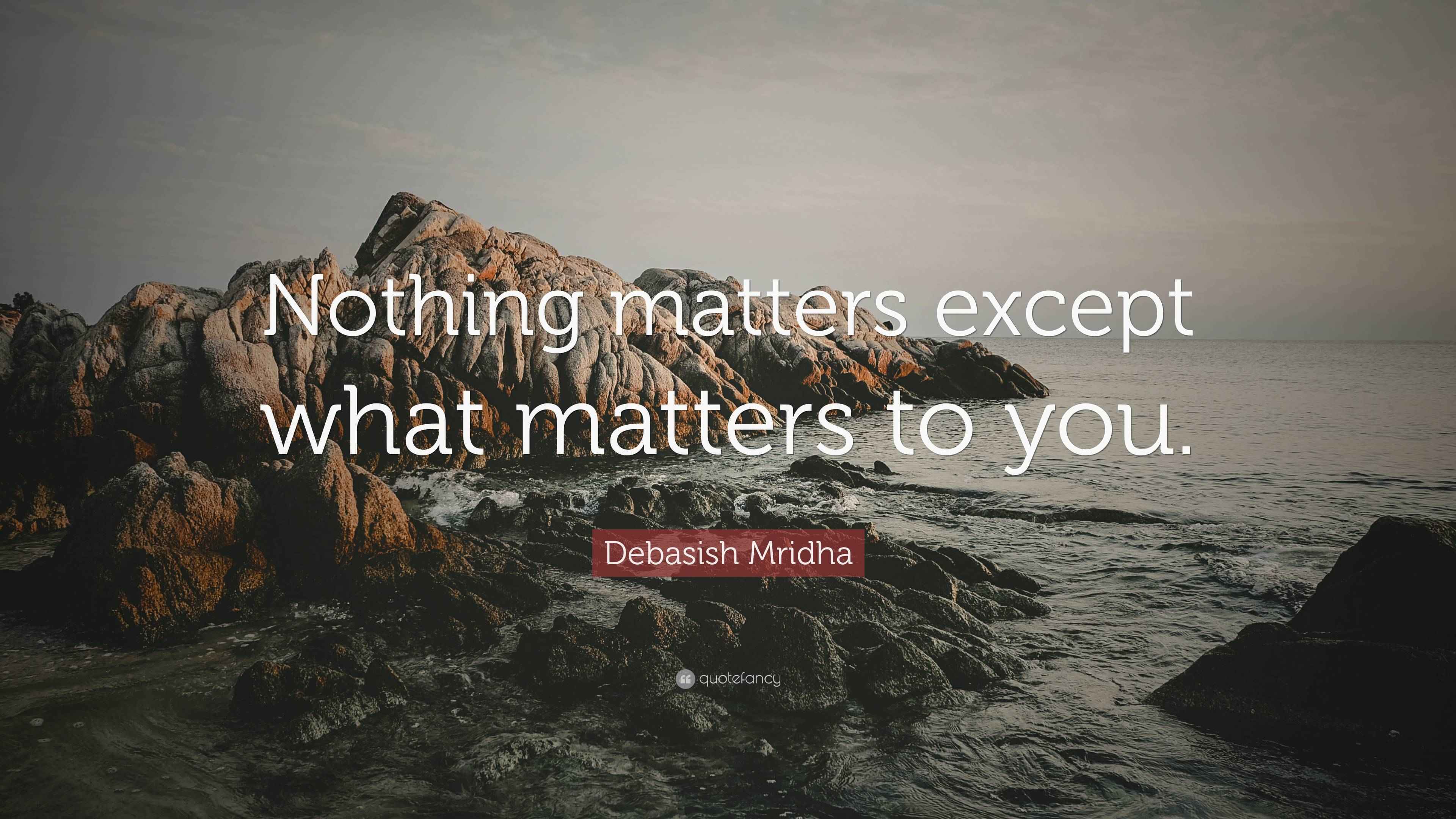 Debasish Mridha Quote: “Nothing matters except what matters to you.”