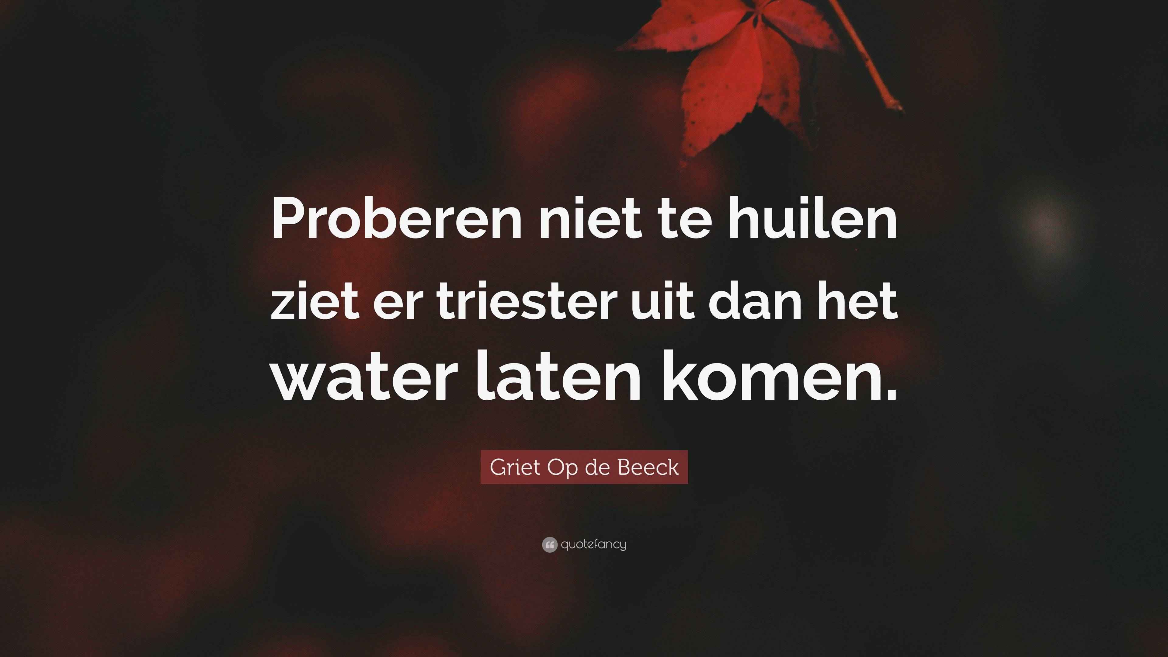 Griet Op de Beeck Quote: “Proberen niet te huilen ziet er triester uit ...