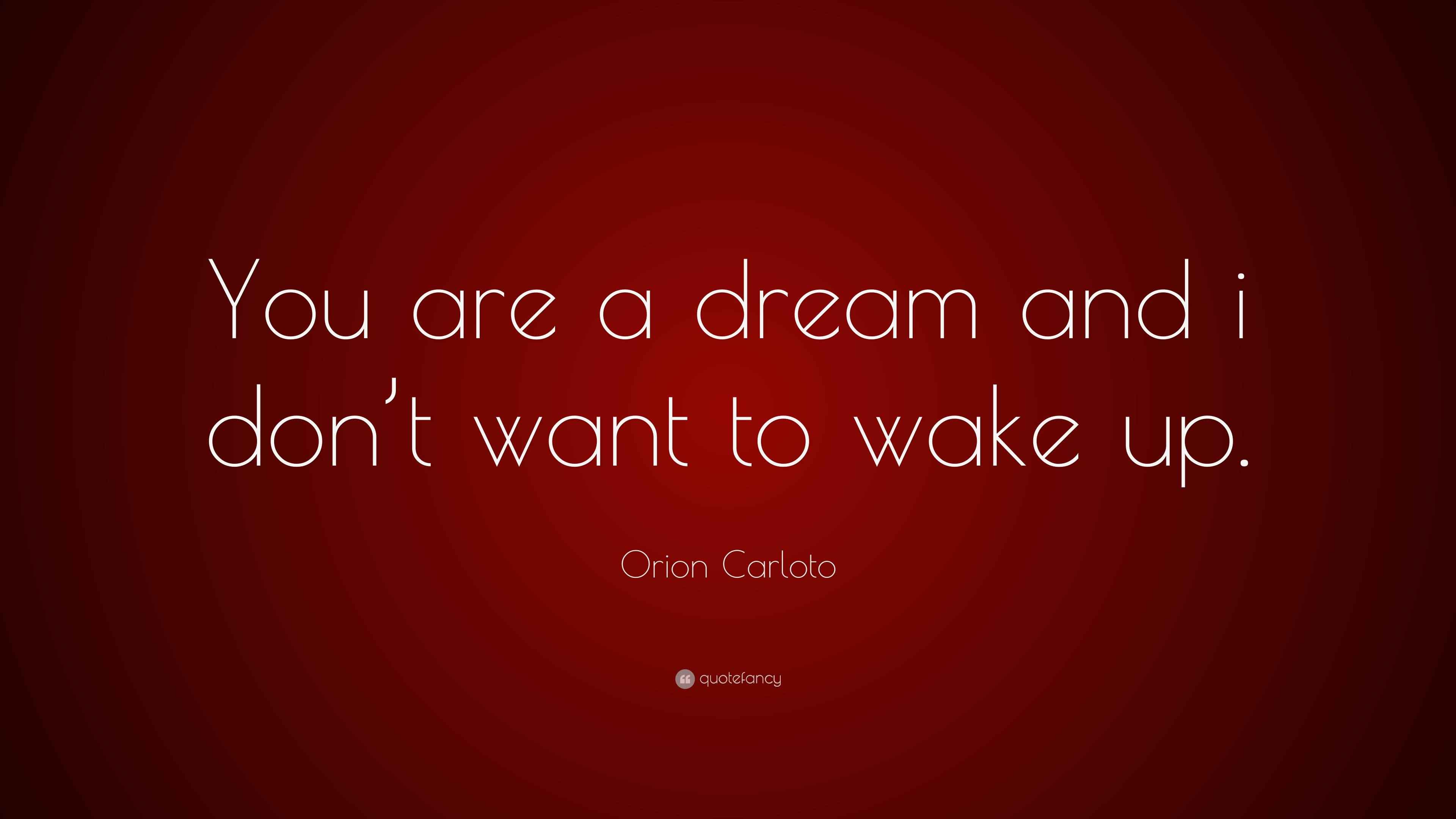 Orion Carloto Quote: “You are a dream and i don’t want to wake up.”