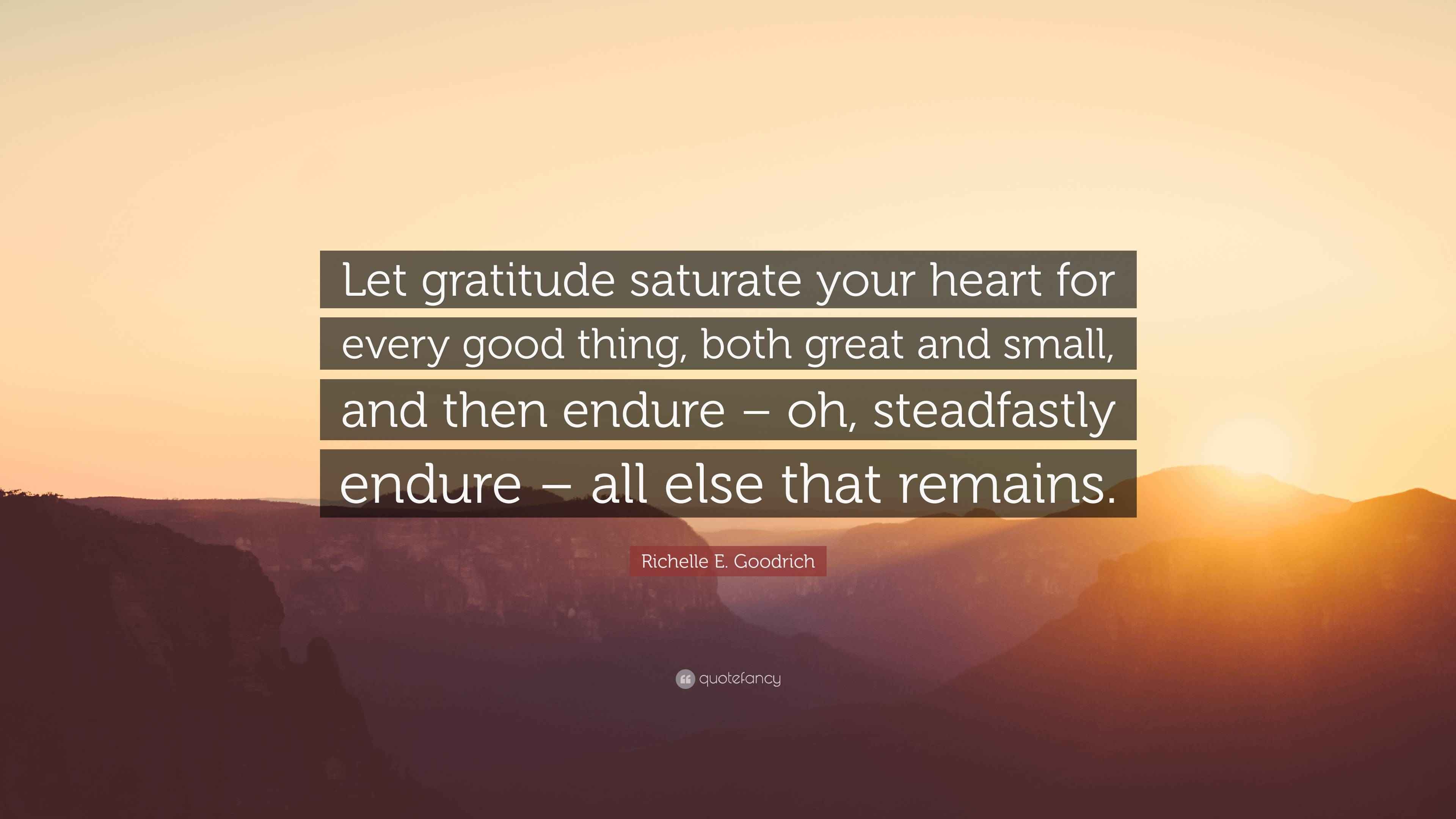 Richelle E. Goodrich Quote: “Let gratitude saturate your heart for ...