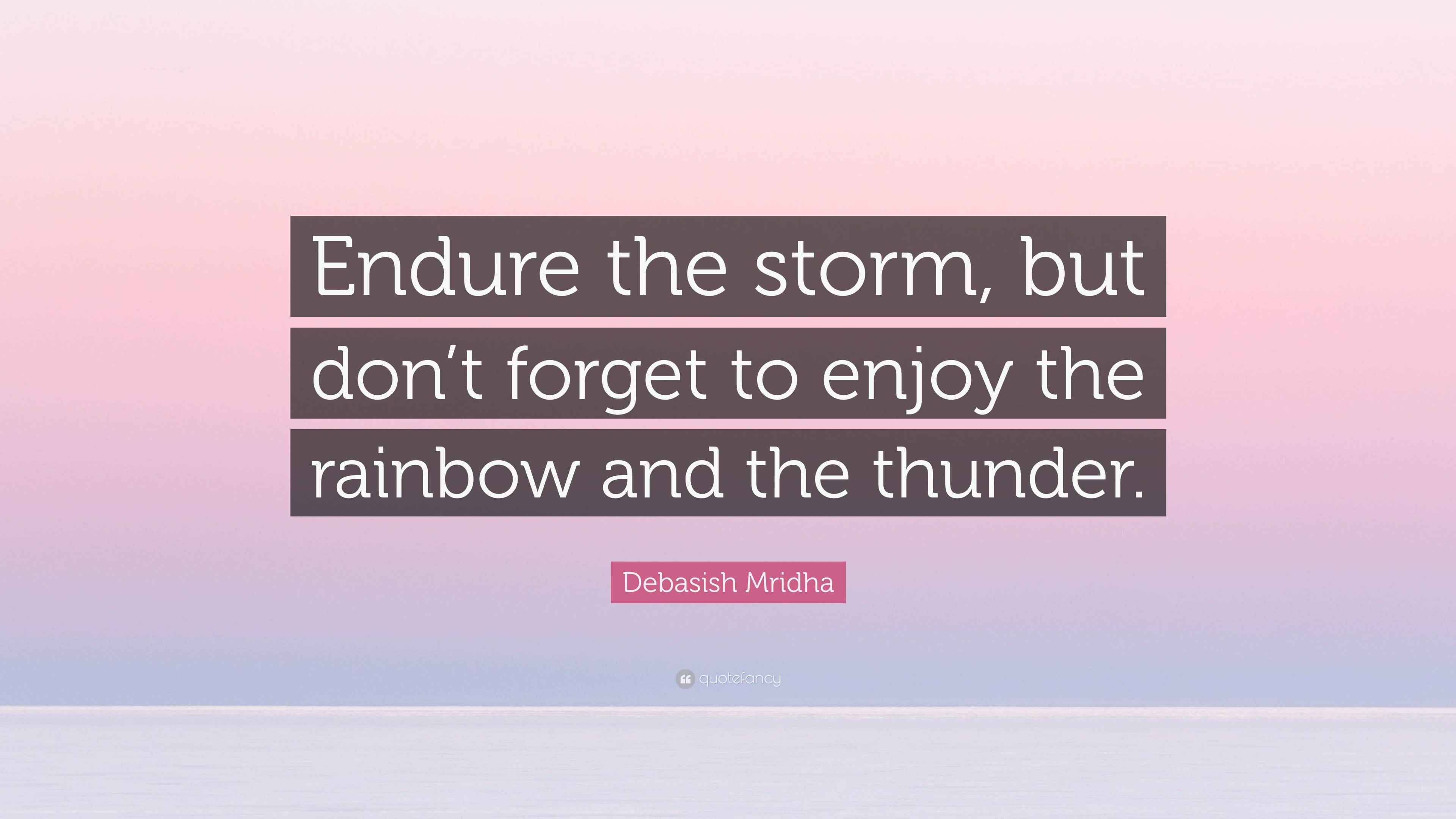 Debasish Mridha Quote: “Endure the storm, but don’t forget to enjoy the ...