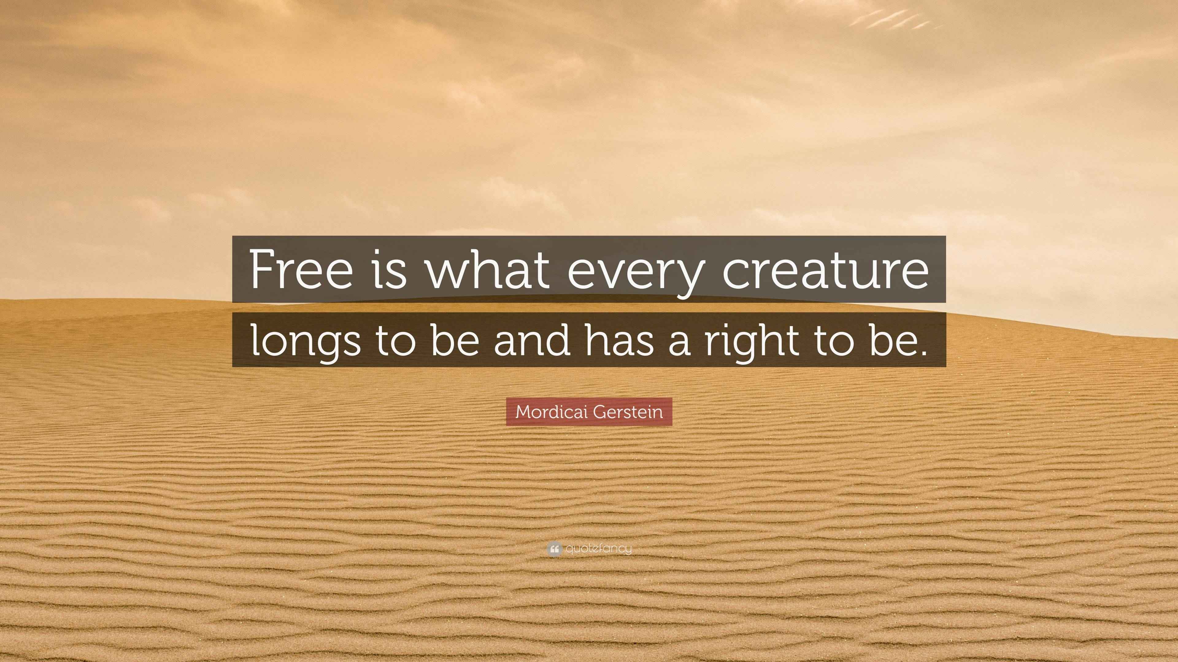Mordicai Gerstein Quote: “Free is what every creature longs to be and ...