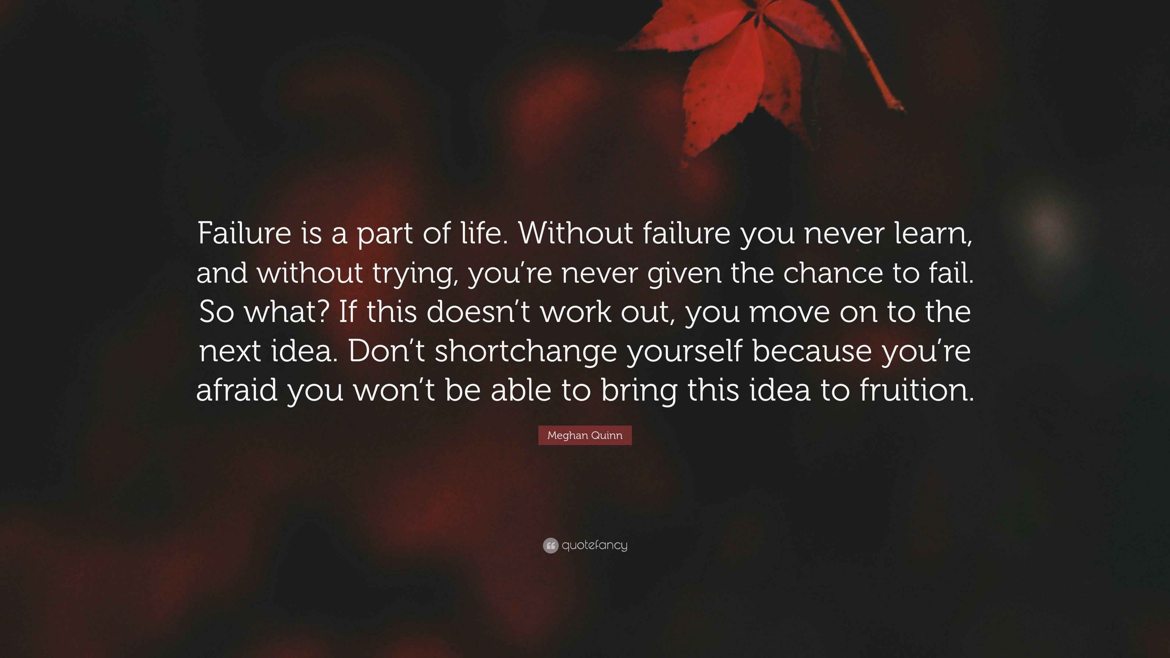 Meghan Quinn Quote: “Failure is a part of life. Without failure you ...