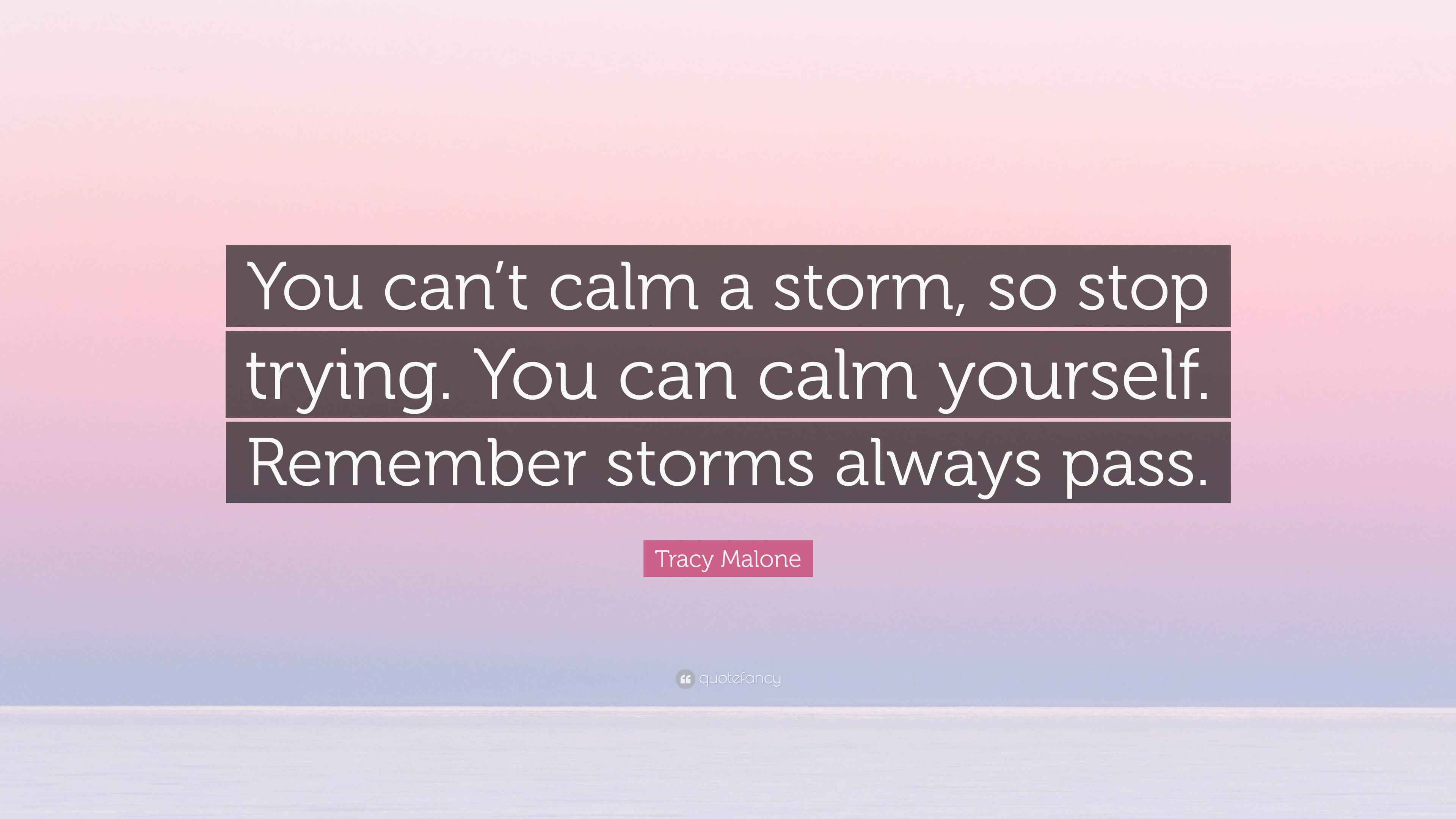 Tracy Malone Quote: “You can’t calm a storm, so stop trying. You can ...