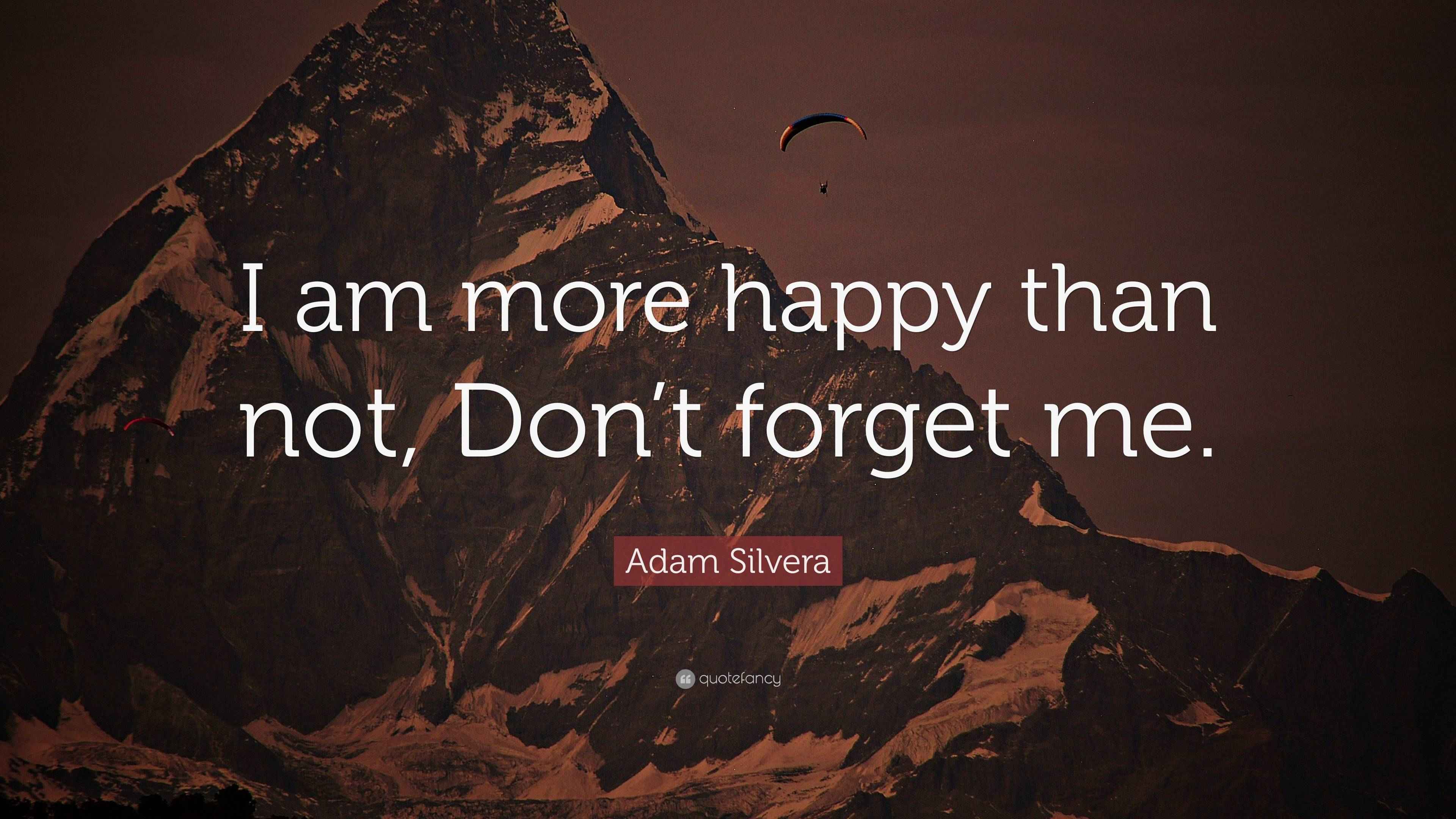 Adam Silvera Quote: “I am more happy than not, Don’t forget me.”