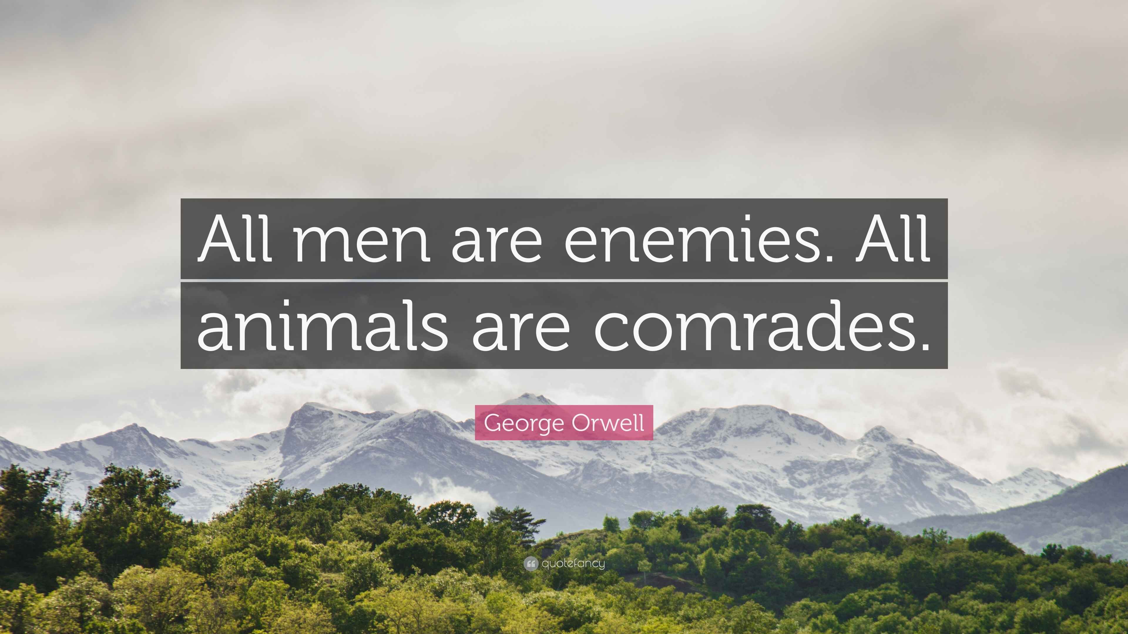 George Orwell Quote: “All men are enemies. All animals are comrades.”