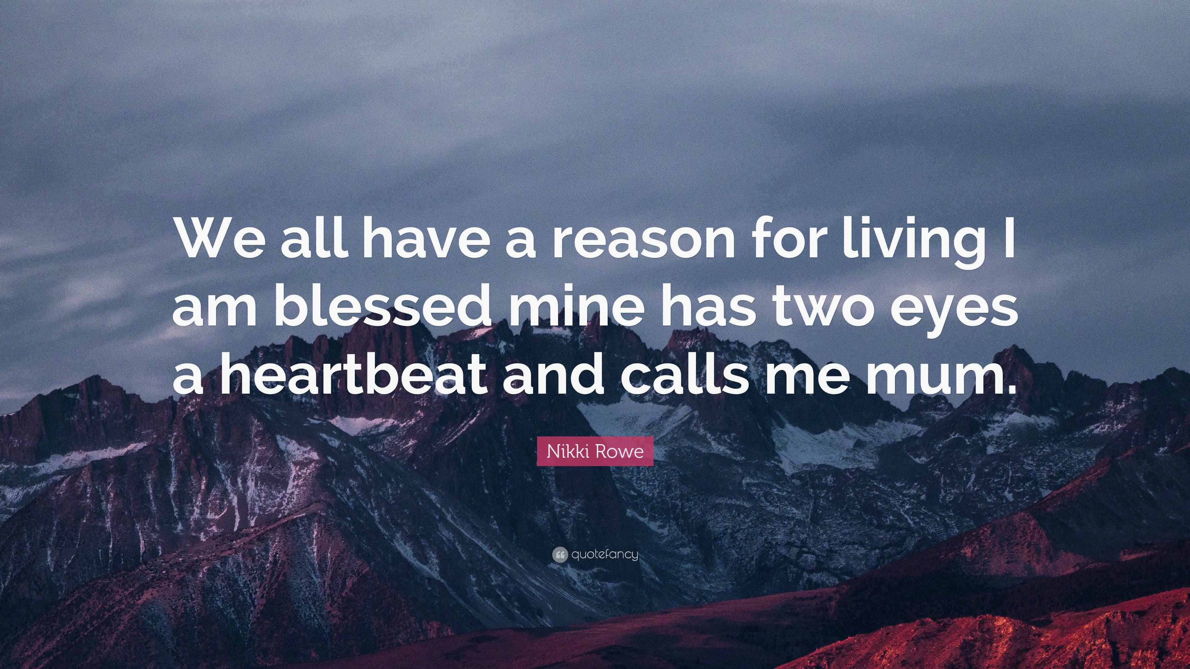 Nikki Rowe Quote: “We all have a reason for living I am blessed mine ...