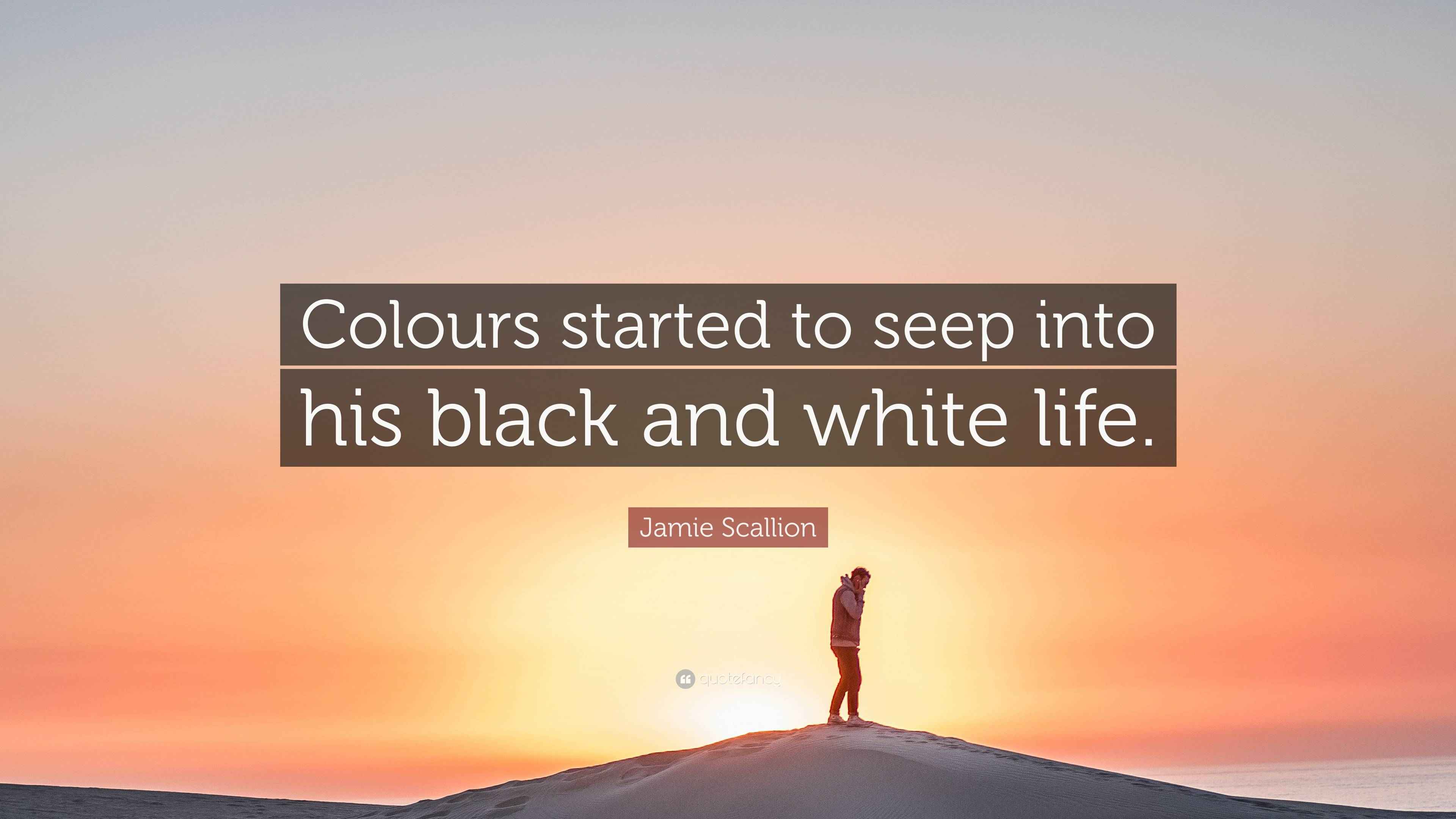 Jamie Scallion Quote: “Colours started to seep into his black and white ...
