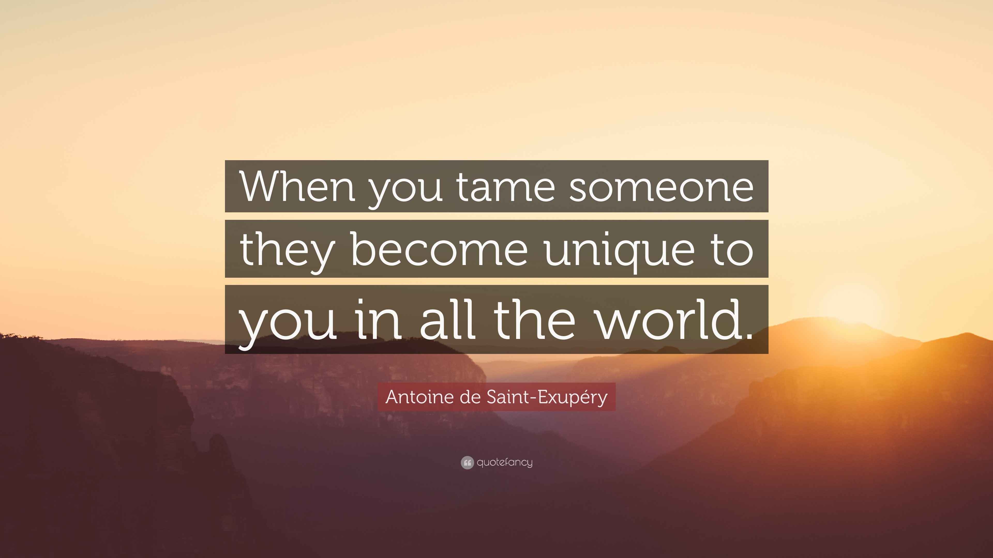 Antoine de Saint-Exupéry Quote: “When you tame someone they become ...