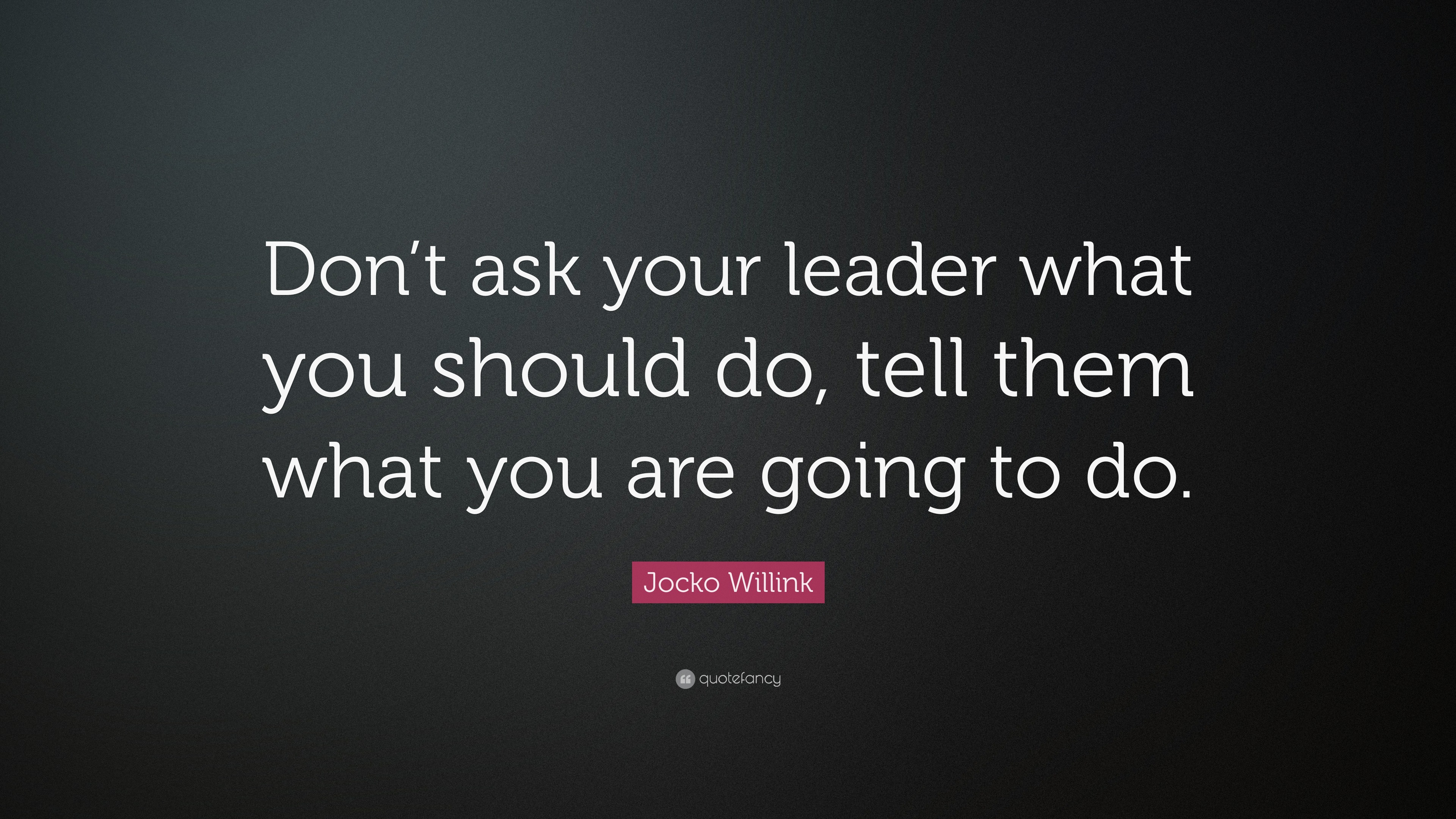 Jocko Willink Quote: “Don’t ask your leader what you should do, tell ...