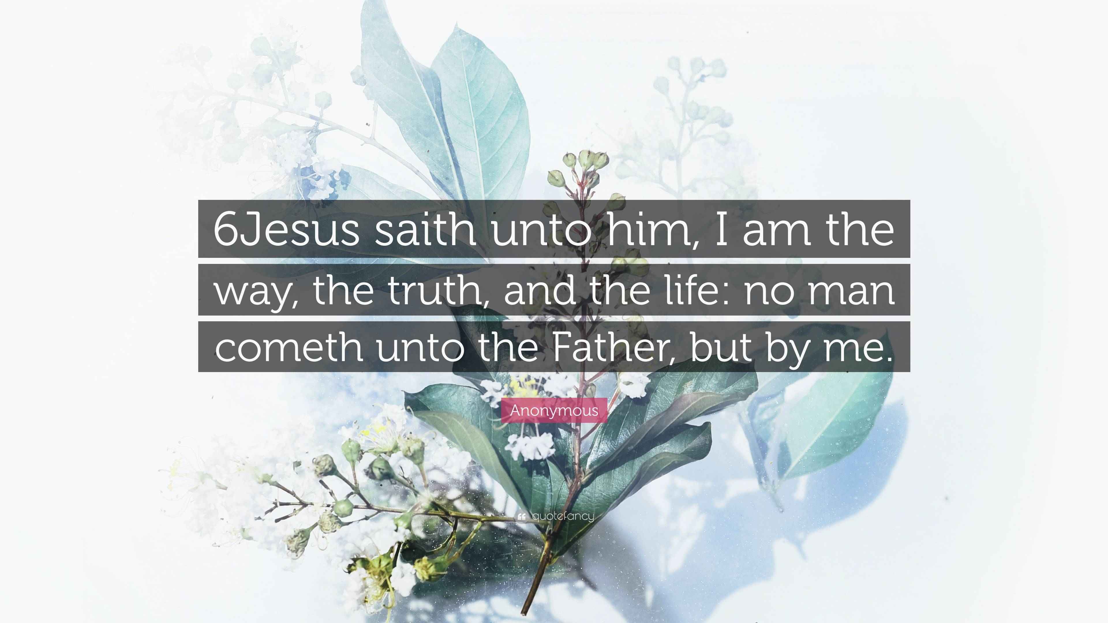 Anonymous Quote: “6Jesus saith unto him, I am the way, the truth, and ...