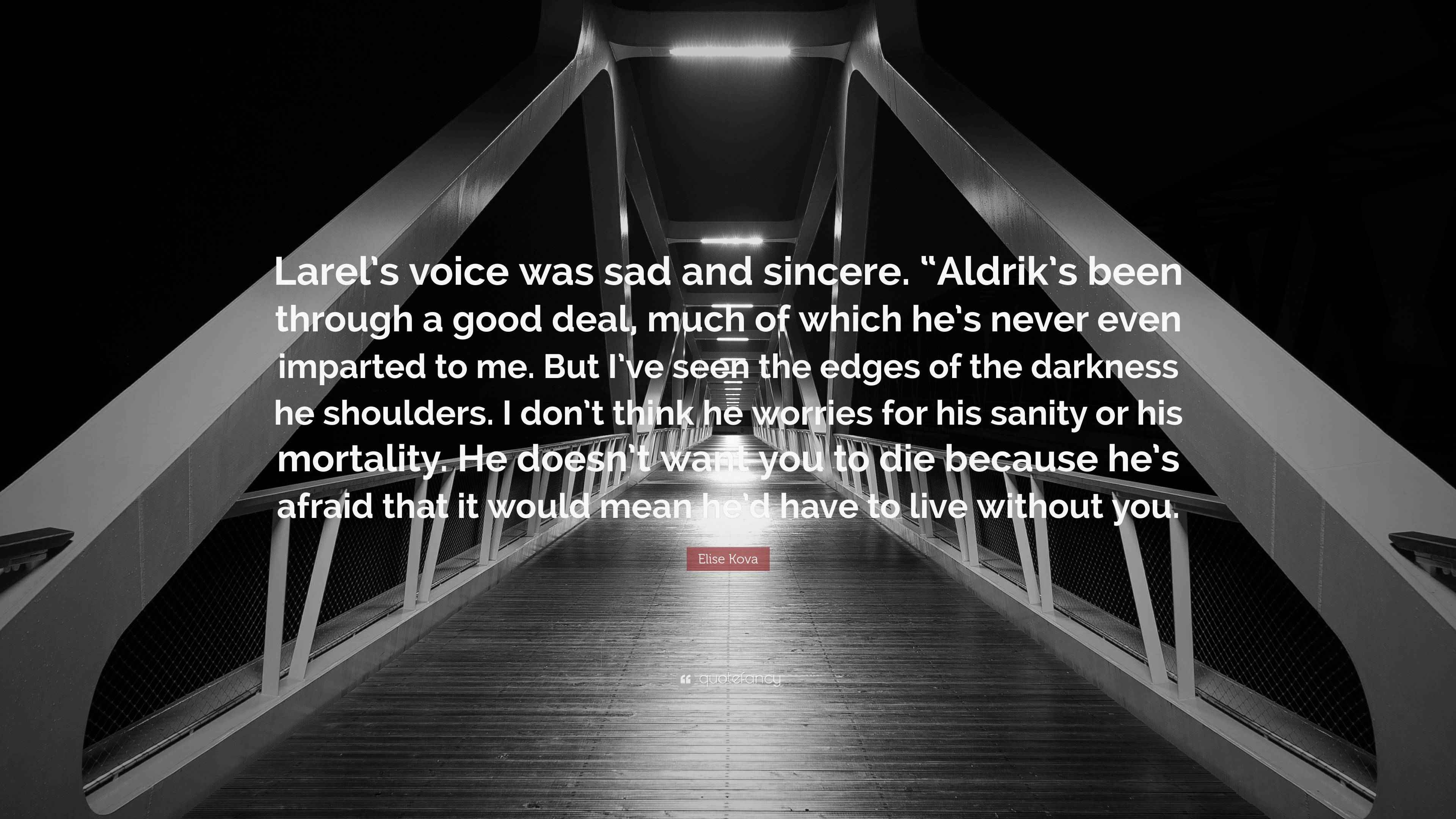 Elise Kova Quote: “Larel’s voice was sad and sincere. “Aldrik’s been ...