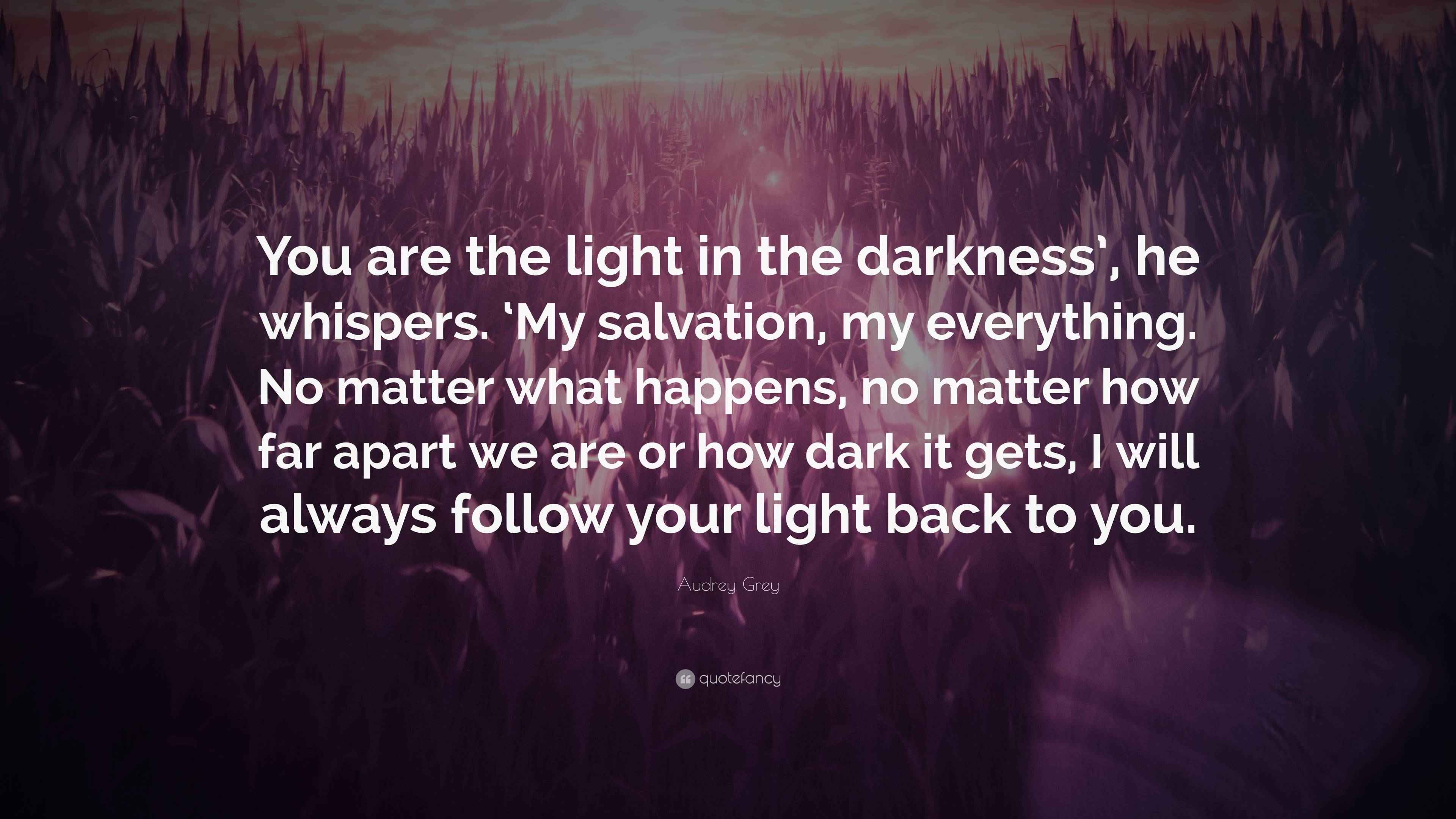 Audrey Grey Quote: “You are the light in the darkness’, he whispers ...