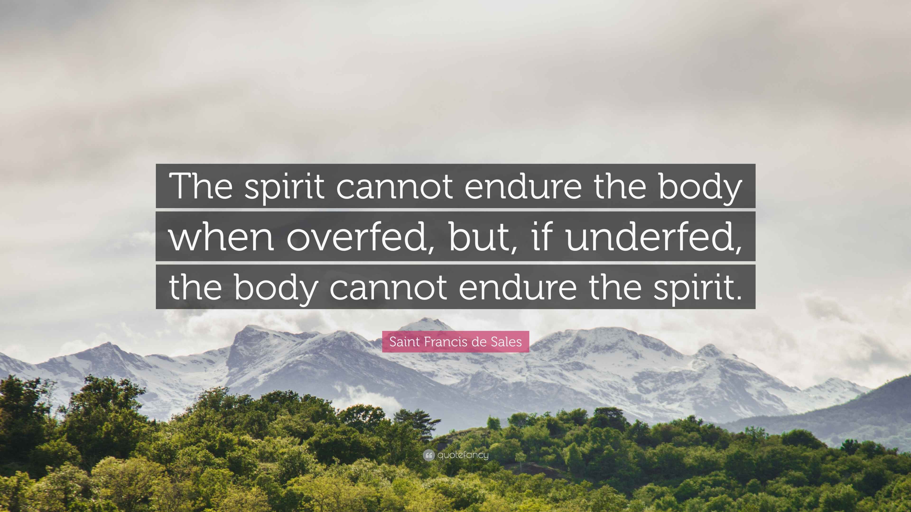 Saint Francis de Sales Quote: “The spirit cannot endure the body when ...