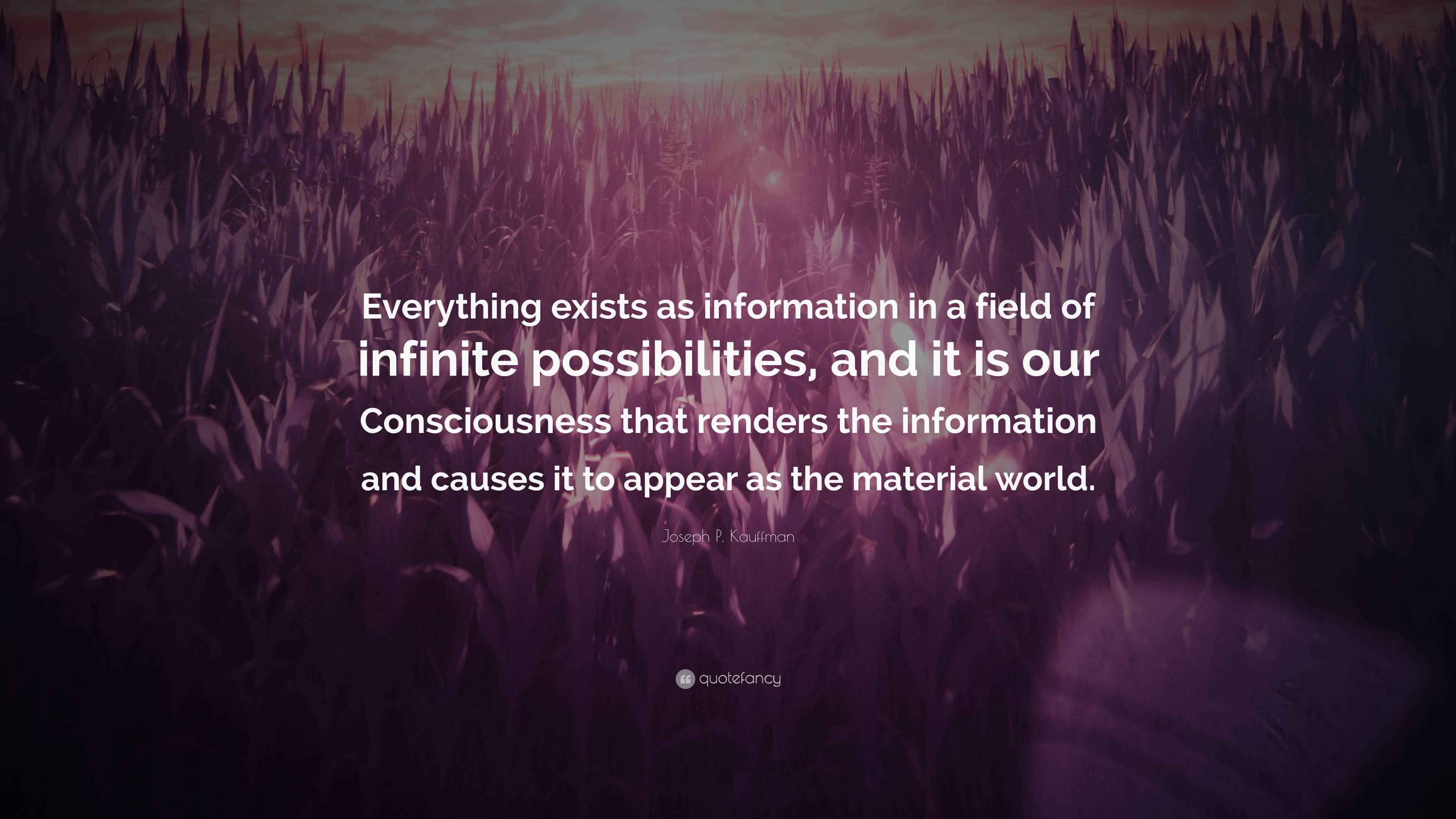 Joseph P. Kauffman Quote: “Everything exists as information in a field ...