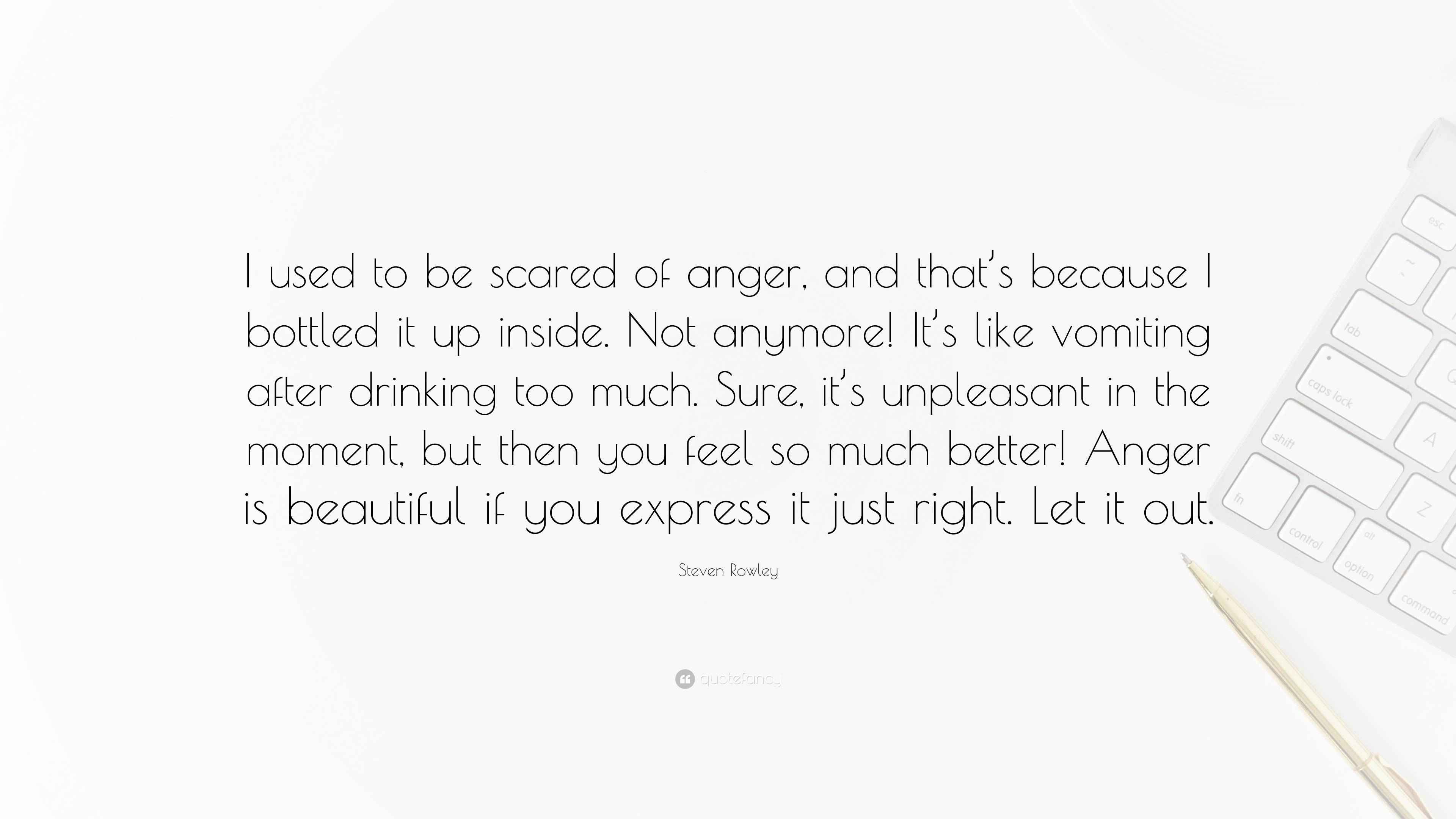 Steven Rowley Quote: “I used to be scared of anger, and that’s because ...