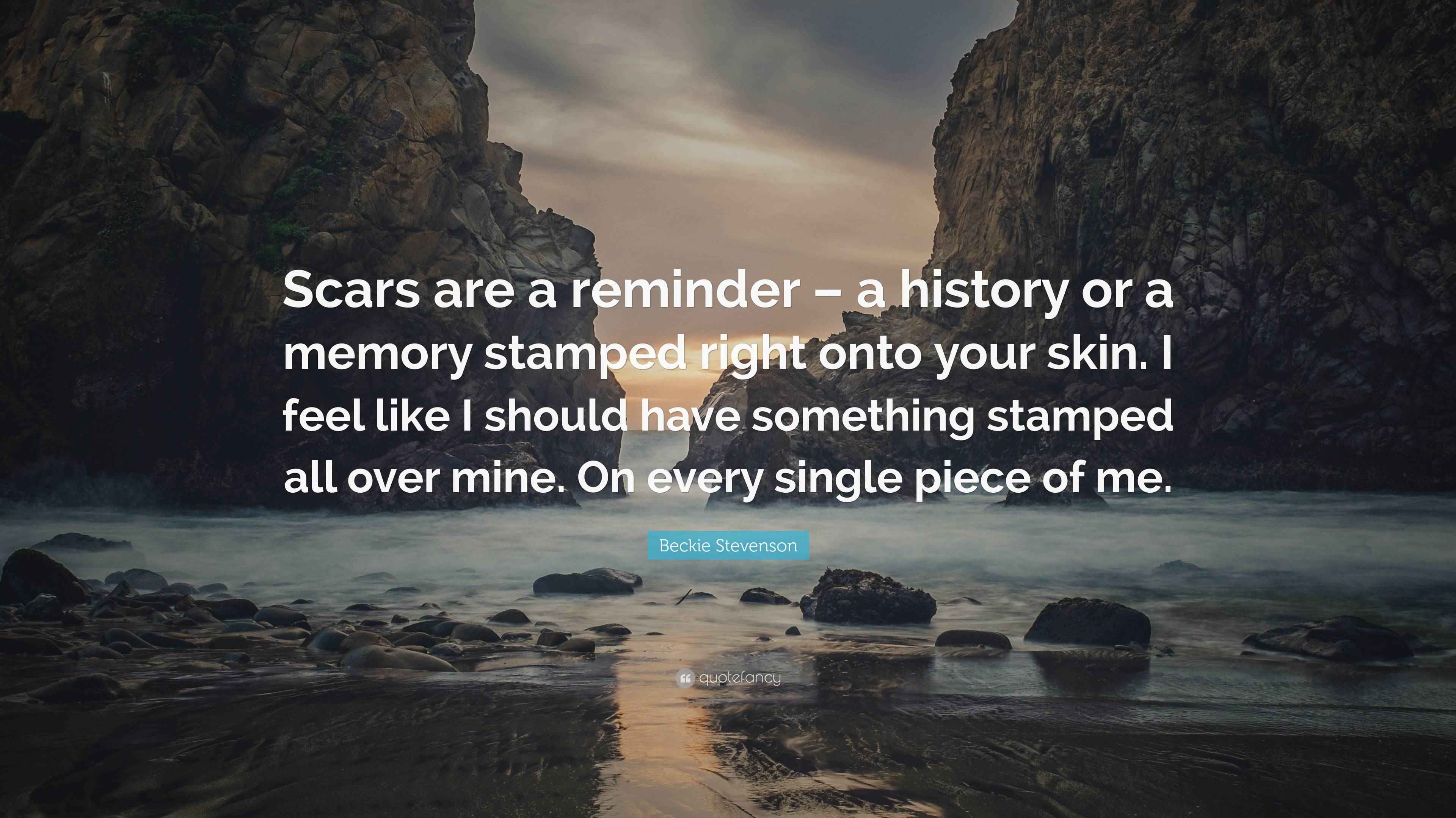 Beckie Stevenson Quote: “Scars are a reminder – a history or a memory ...