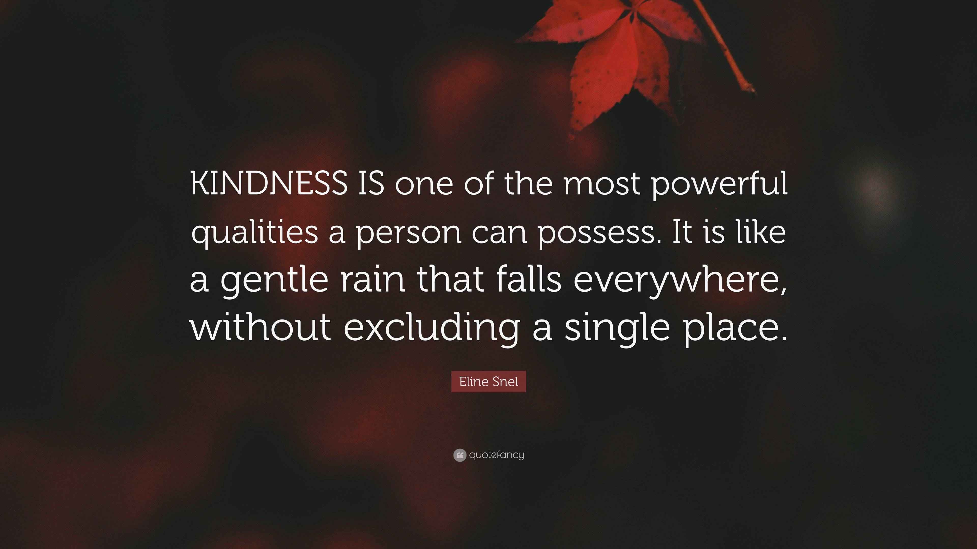 Eline Snel Quote: “KINDNESS IS one of the most powerful qualities a ...