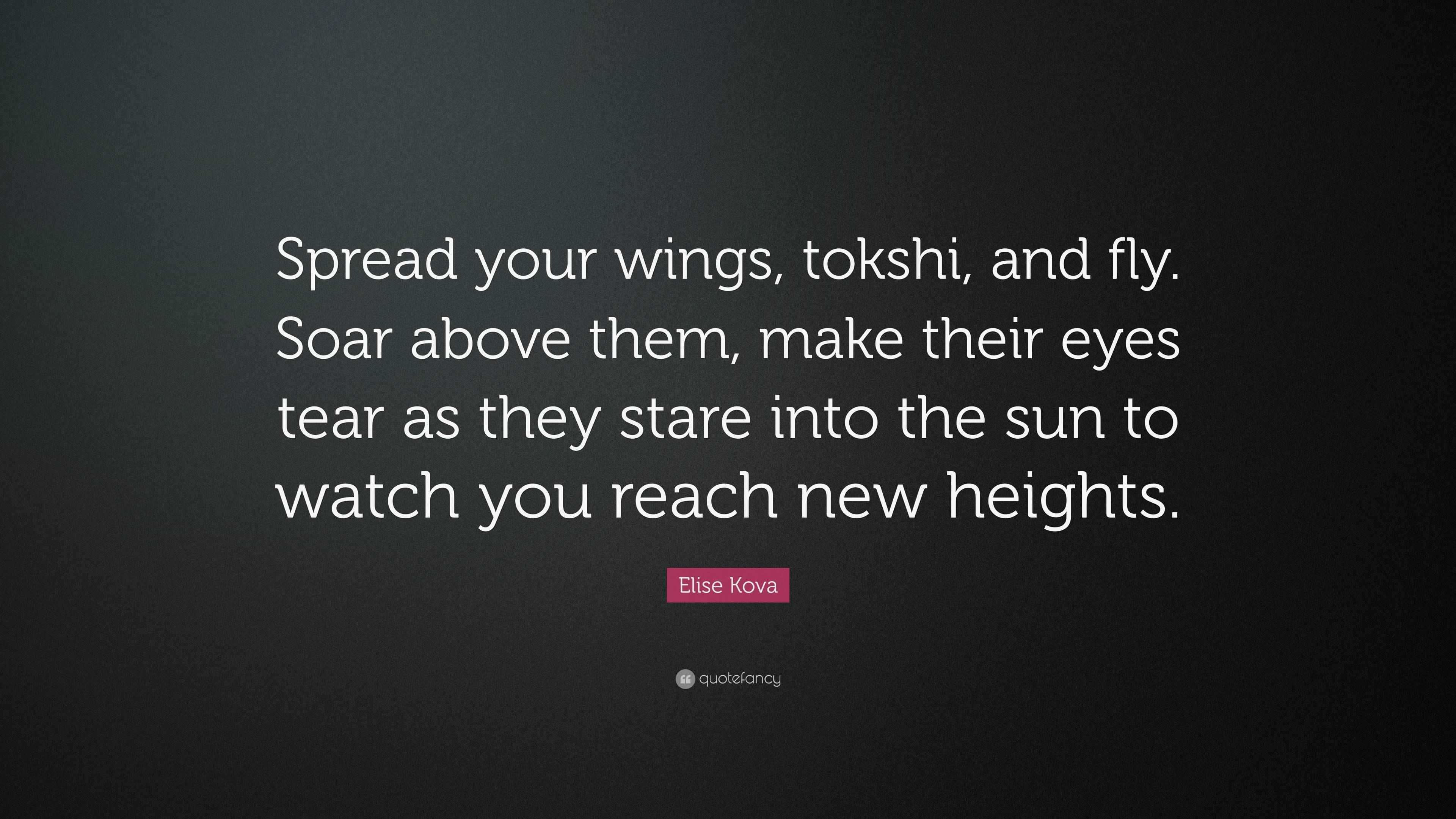 Elise Kova Quote: “Spread your wings, tokshi, and fly. Soar above them ...
