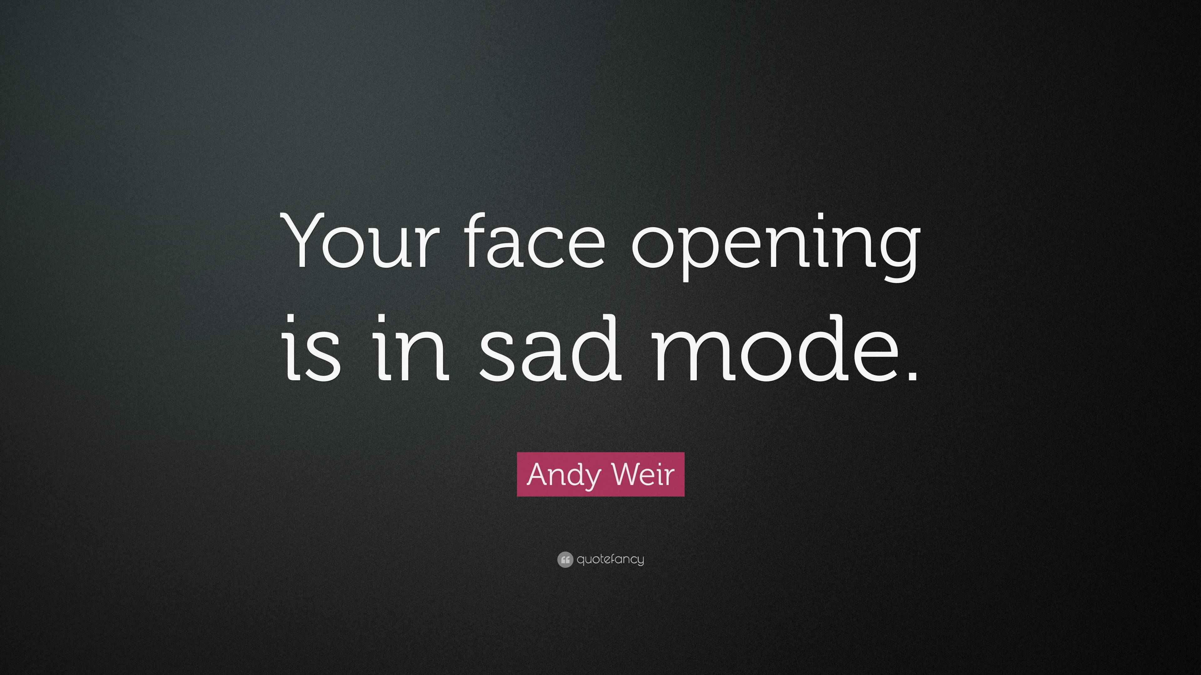 Andy Weir Quote: “Your face opening is in sad mode.”