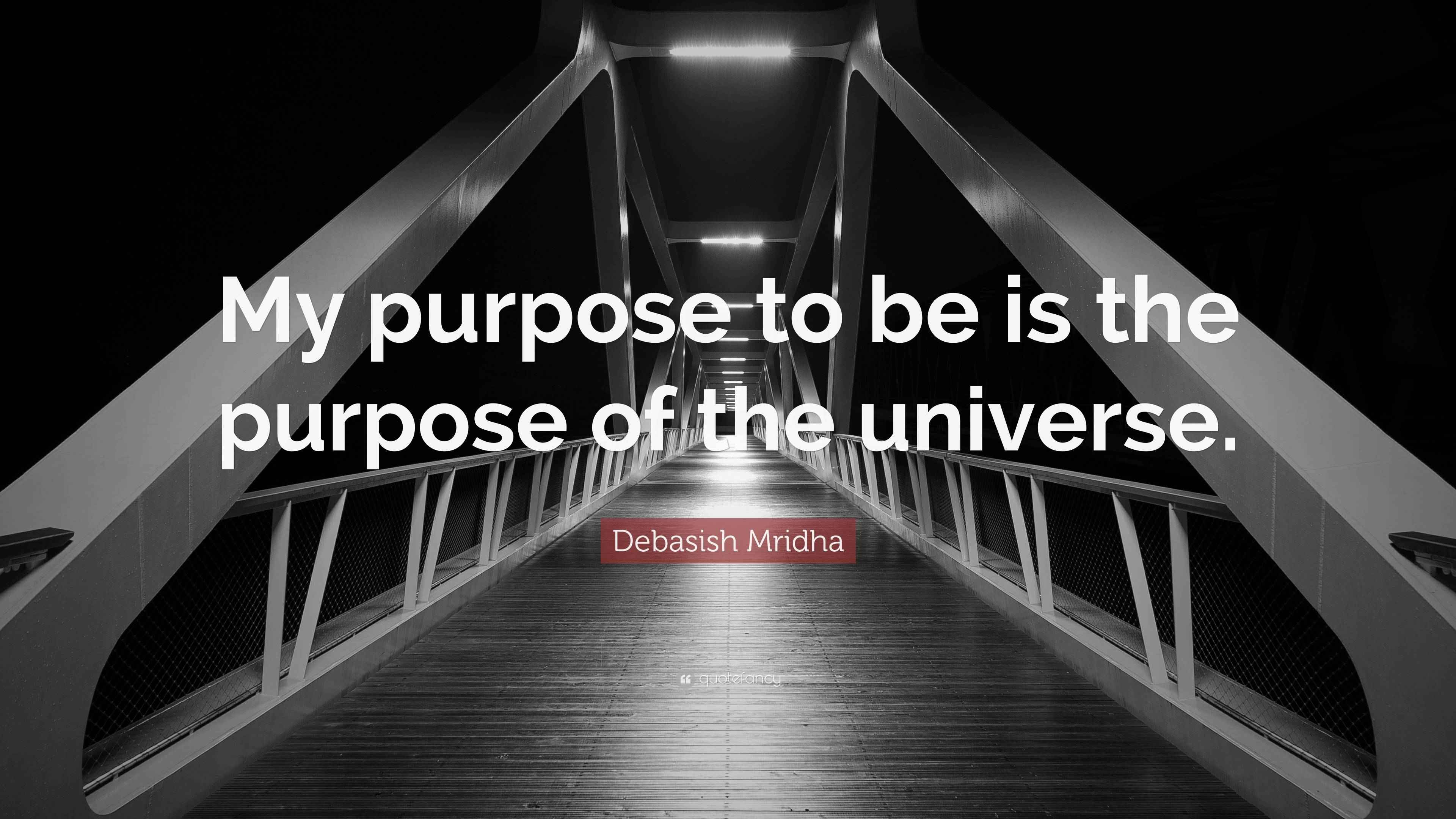 Debasish Mridha Quote: “My purpose to be is the purpose of the universe.”