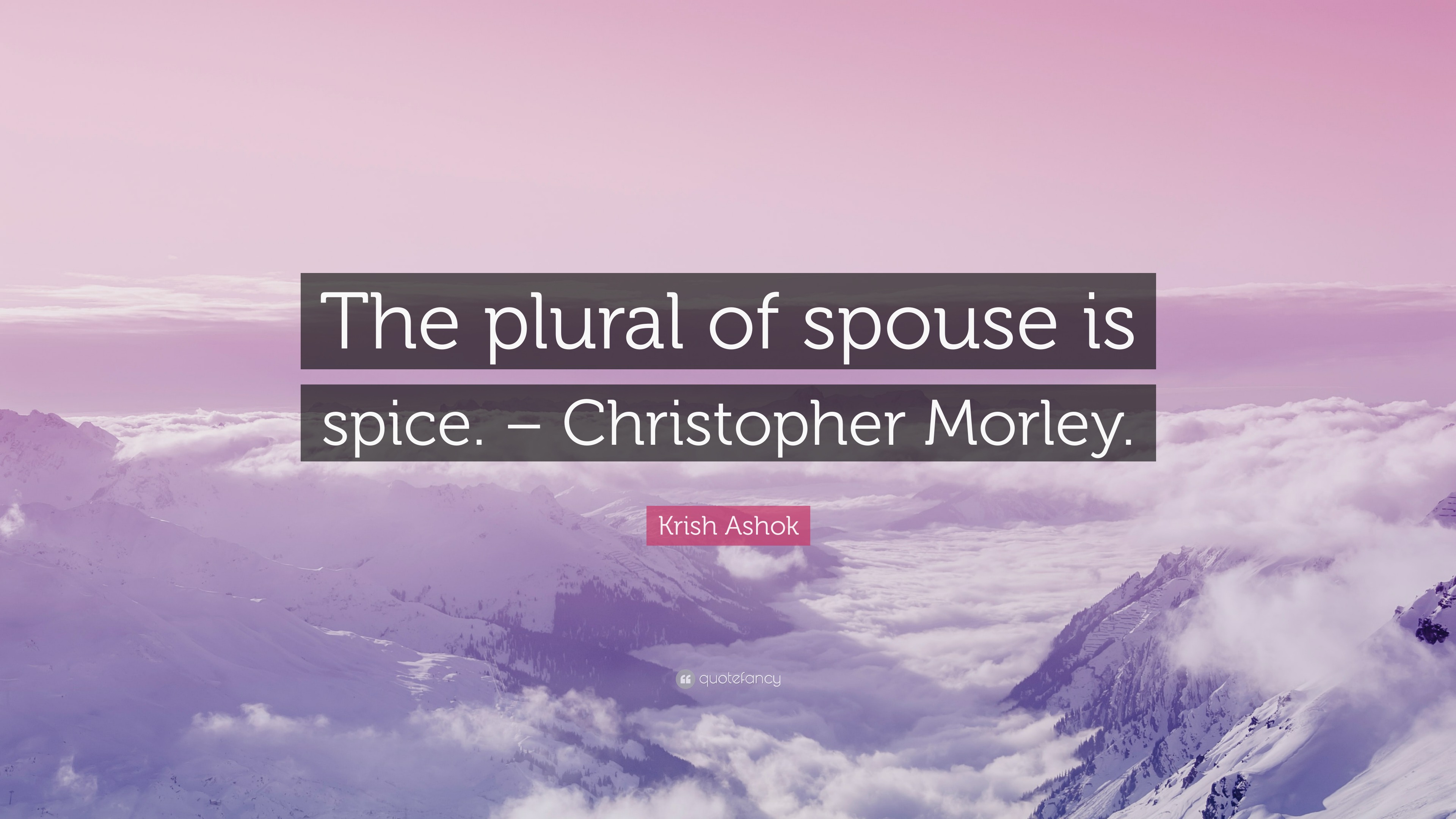 Krish Ashok Quote: “The plural of spouse is spice. – Christopher Morley.”
