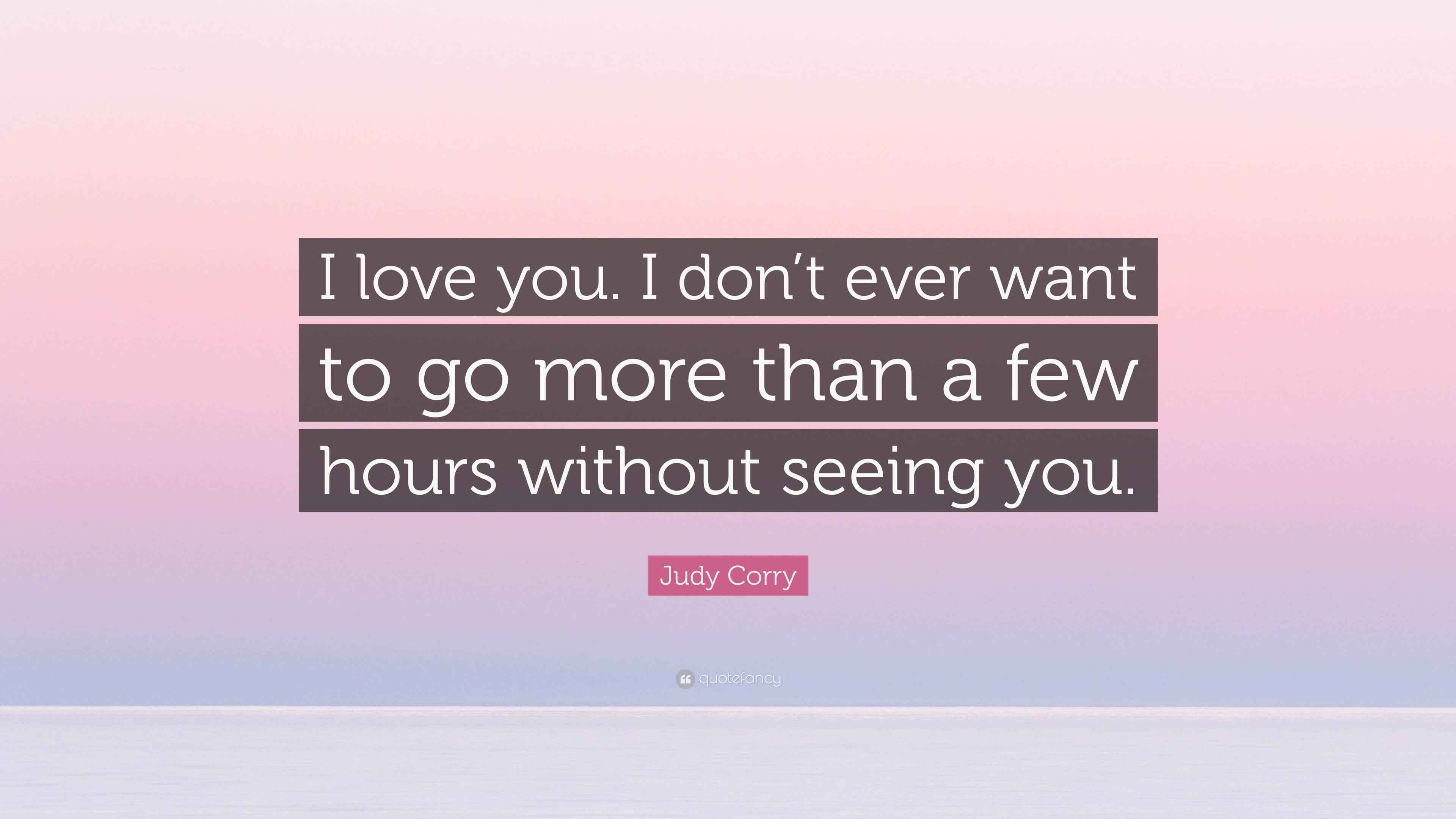 Judy Corry Quote: “I love you. I don’t ever want to go more than a few ...