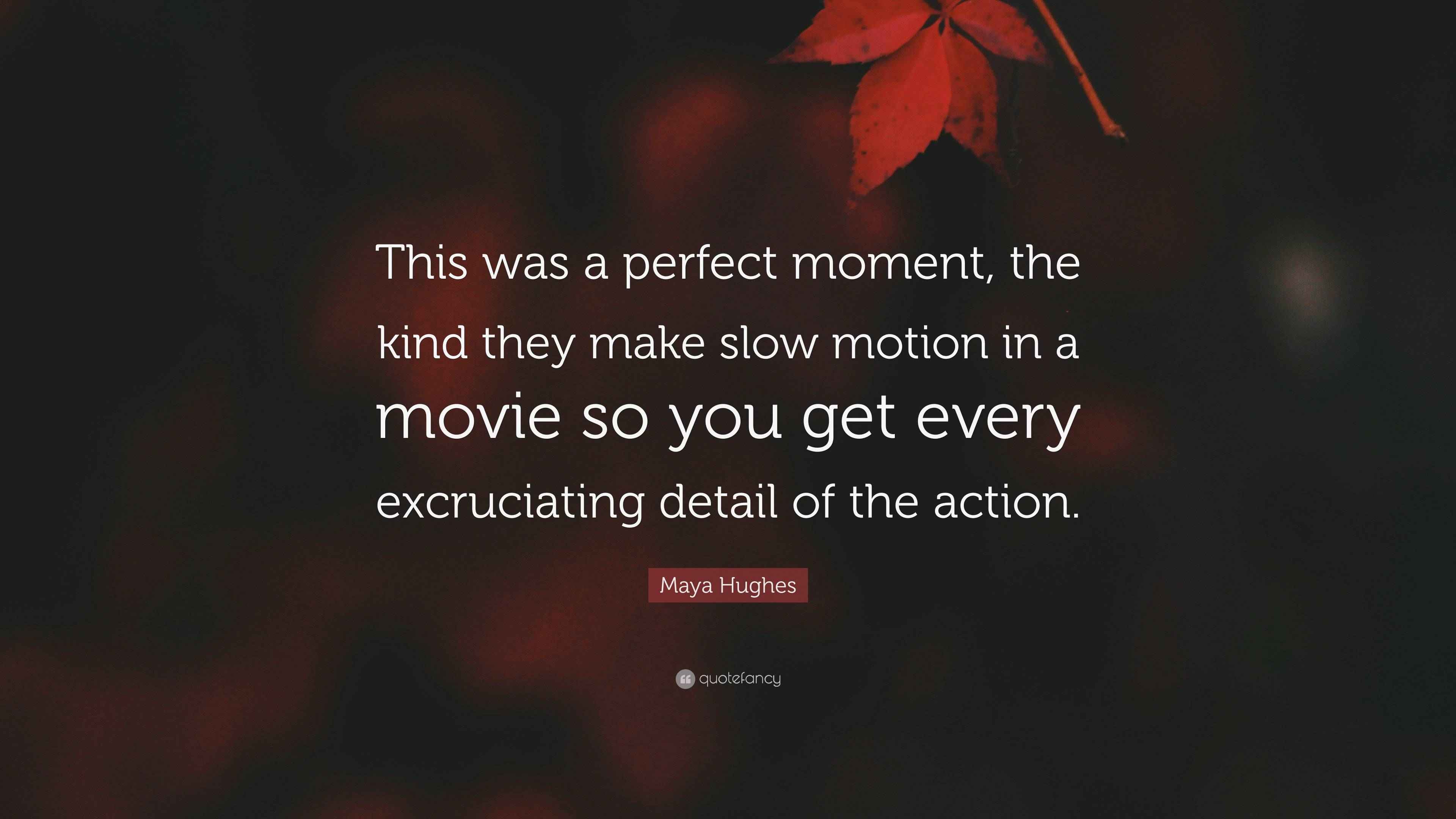 Maya Hughes Quote: “This was a perfect moment, the kind they make slow ...