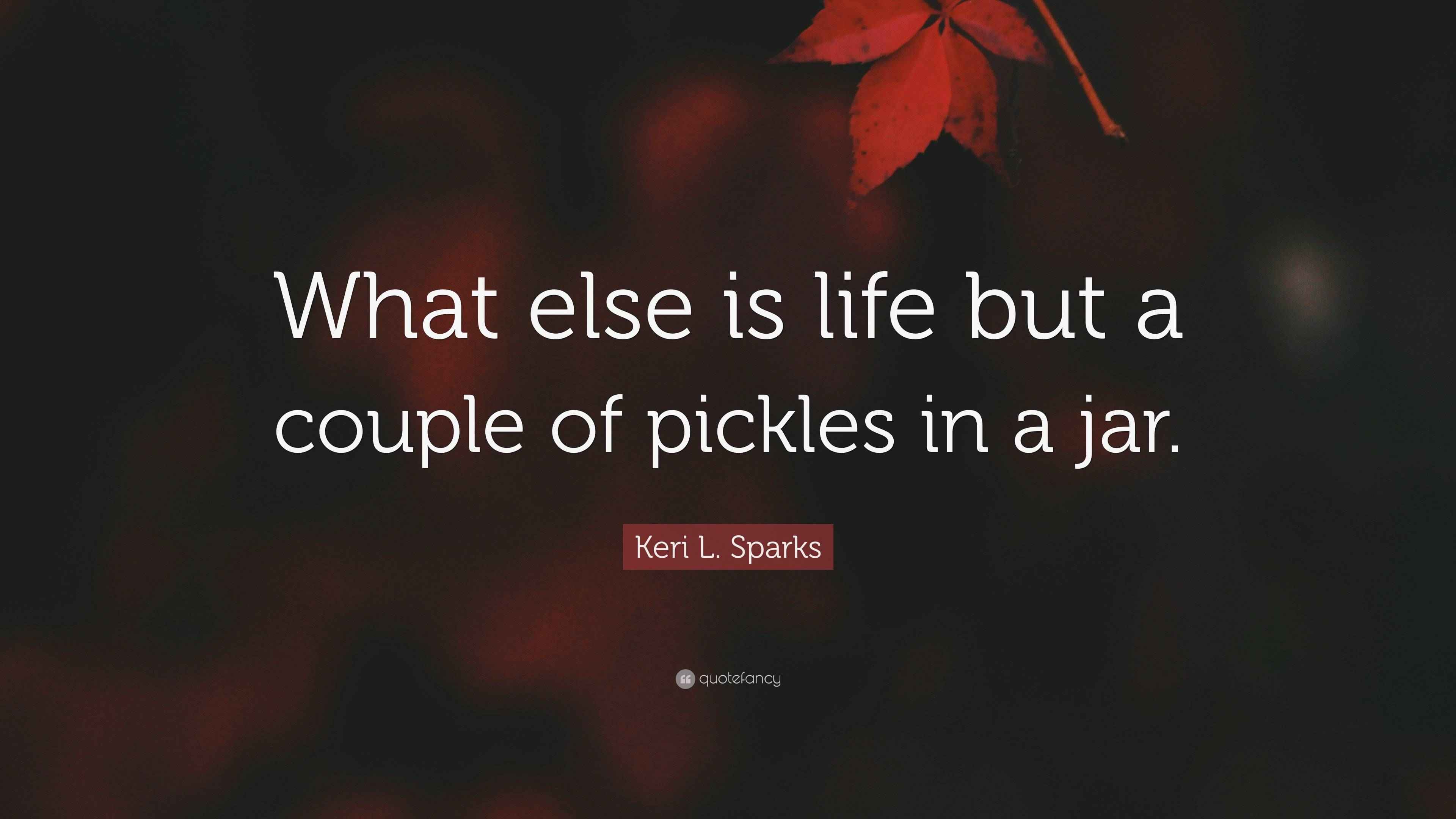 Keri L. Sparks Quote: “What else is life but a couple of pickles in a jar.”