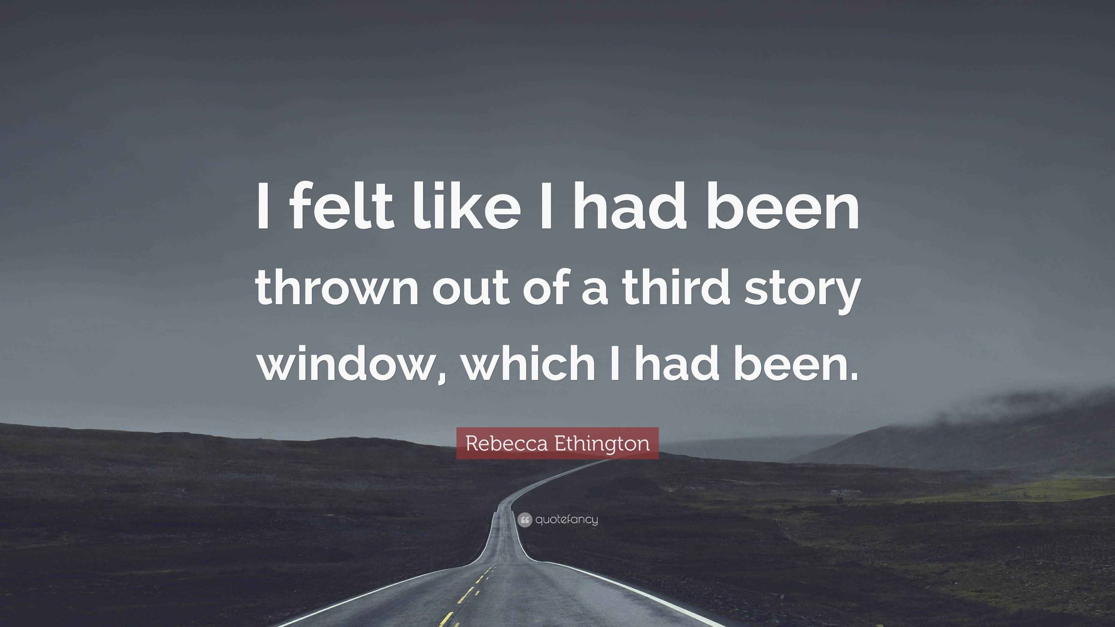 Rebecca Ethington Quote: “I felt like I had been thrown out of a third ...