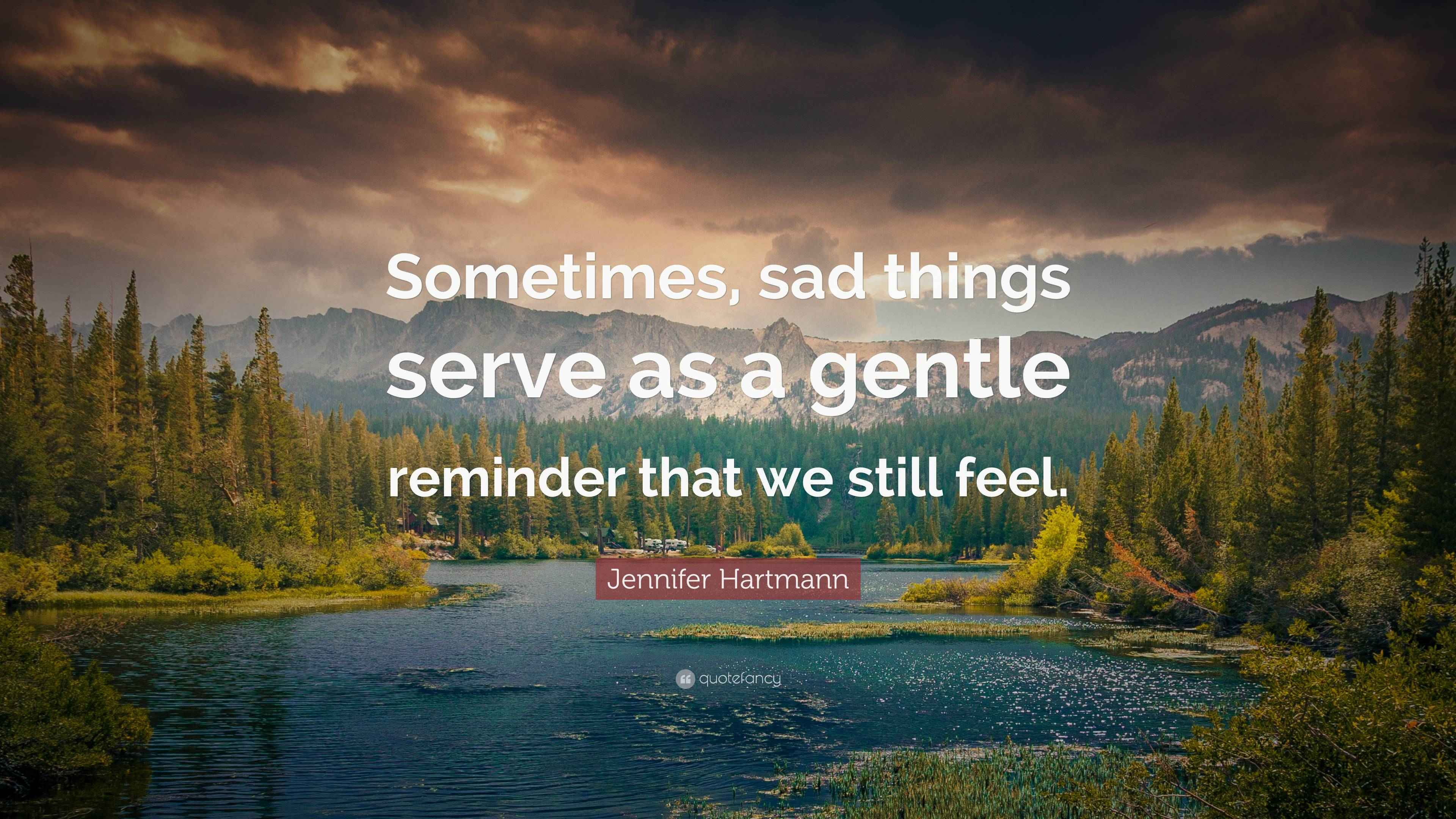 Jennifer Hartmann Quote: “Sometimes, sad things serve as a gentle ...