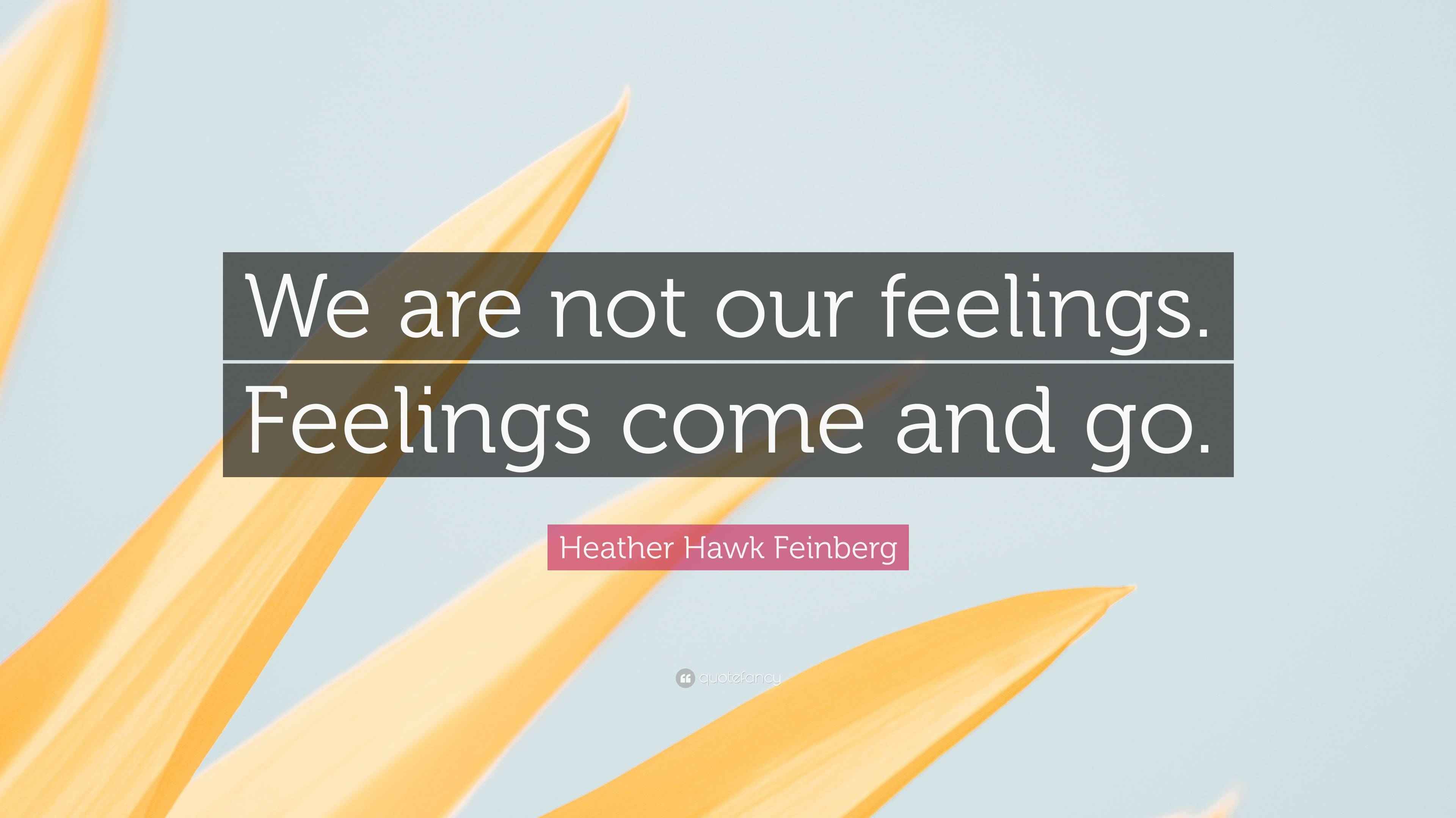 Heather Hawk Feinberg Quote: “We are not our feelings. Feelings come ...