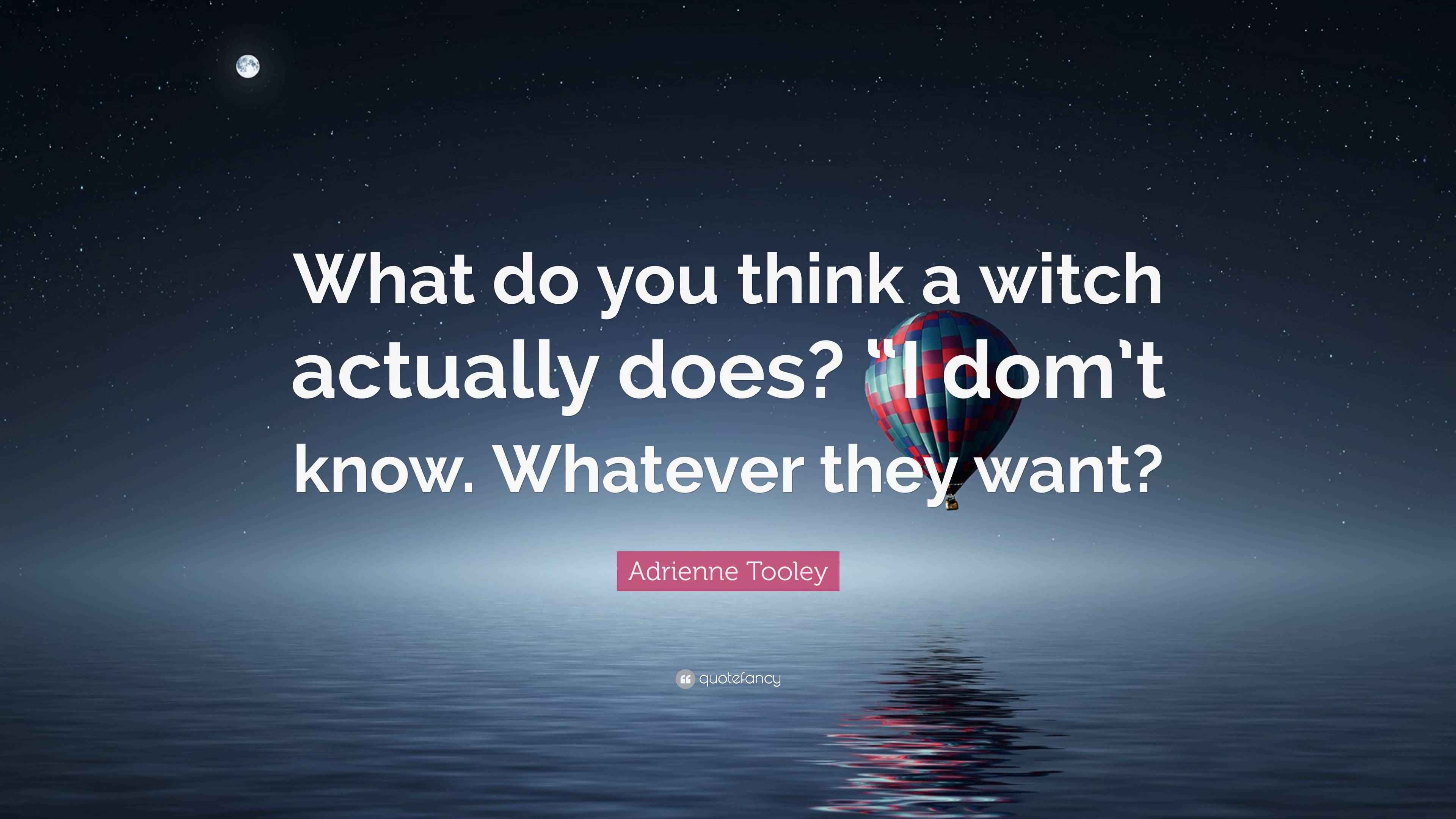 Adrienne Tooley Quote: “What do you think a witch actually does? “I dom ...