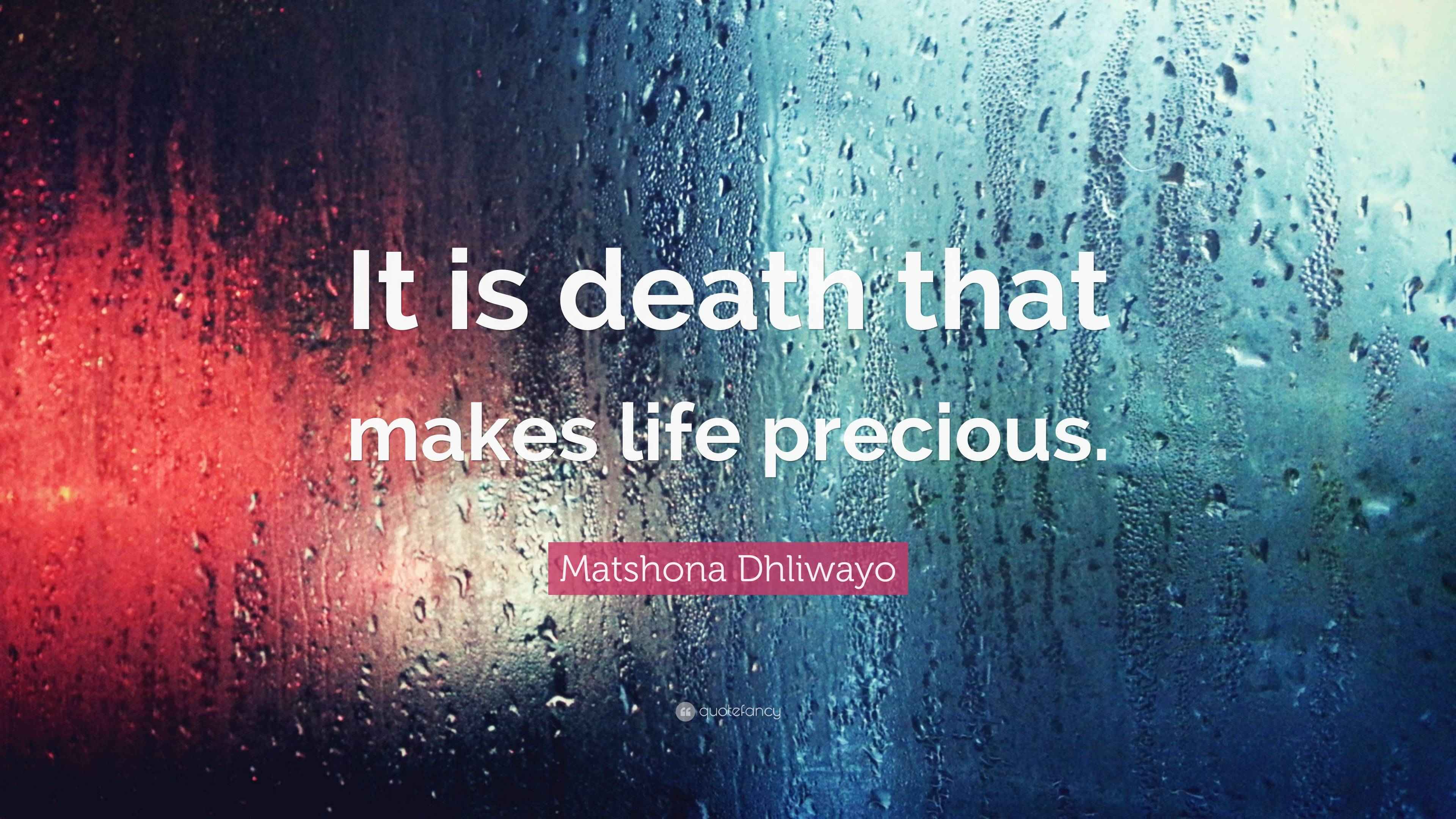 Matshona Dhliwayo Quote: “It is death that makes life precious.”