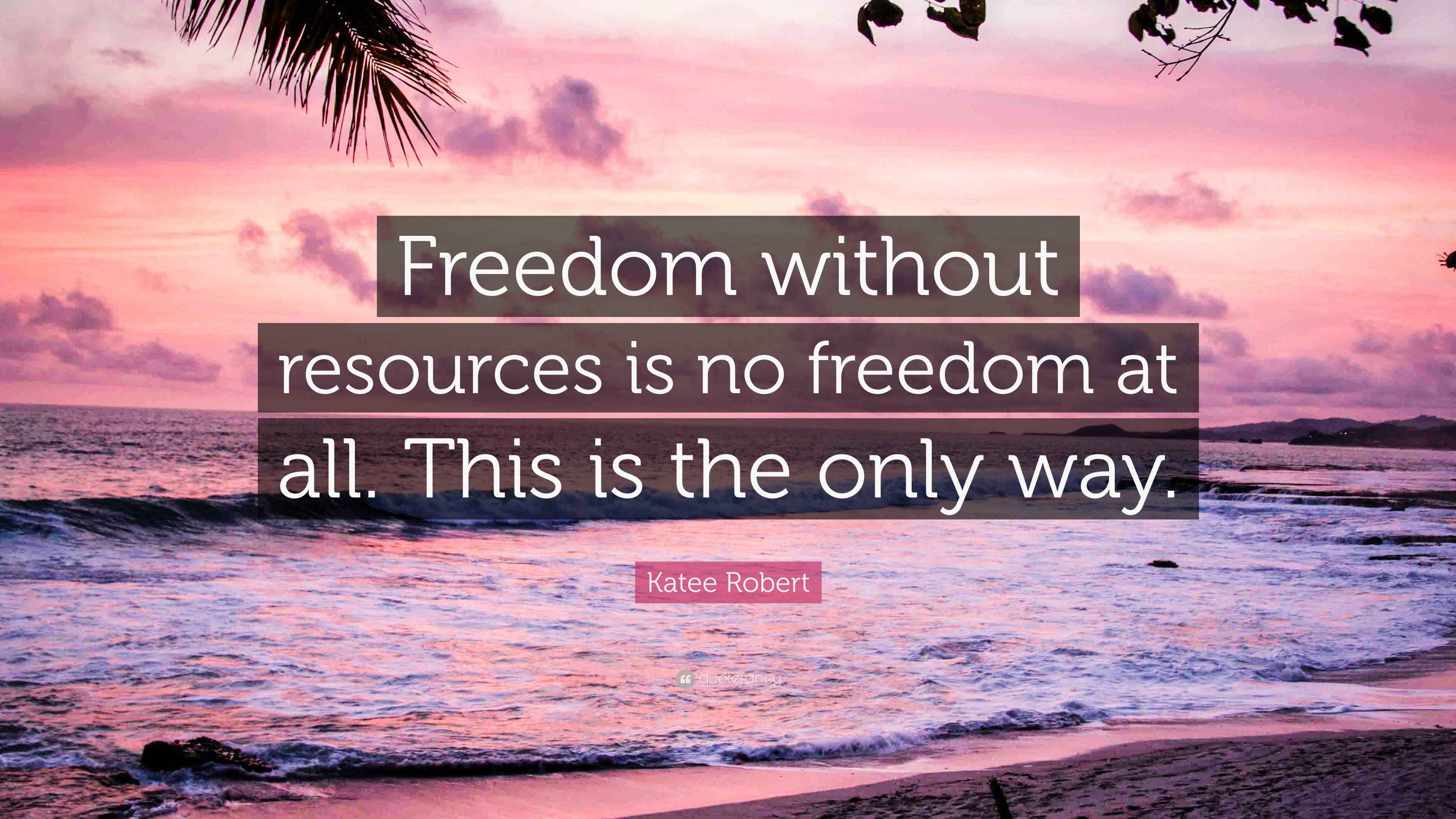 Katee Robert Quote: “Freedom without resources is no freedom at all ...
