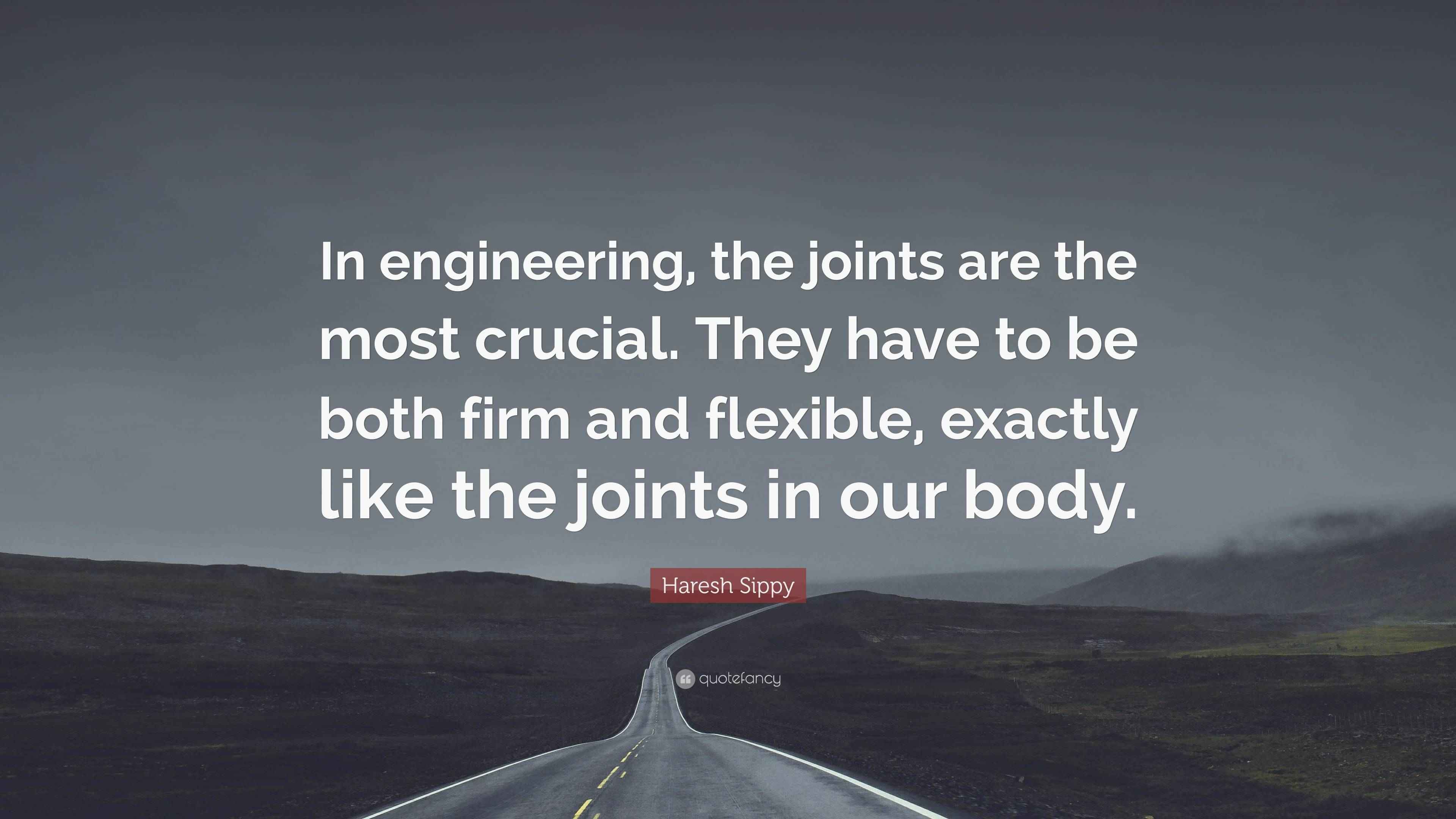 Haresh Sippy Quote: “In engineering, the joints are the most crucial ...