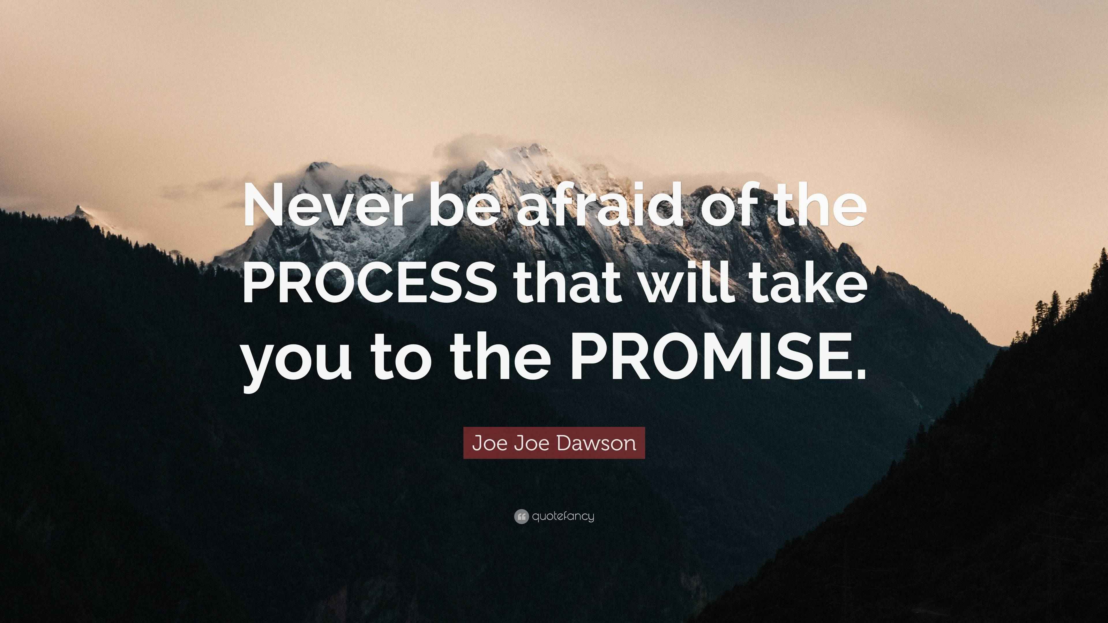 Joe Joe Dawson Quote: “Never be afraid of the PROCESS that will take ...