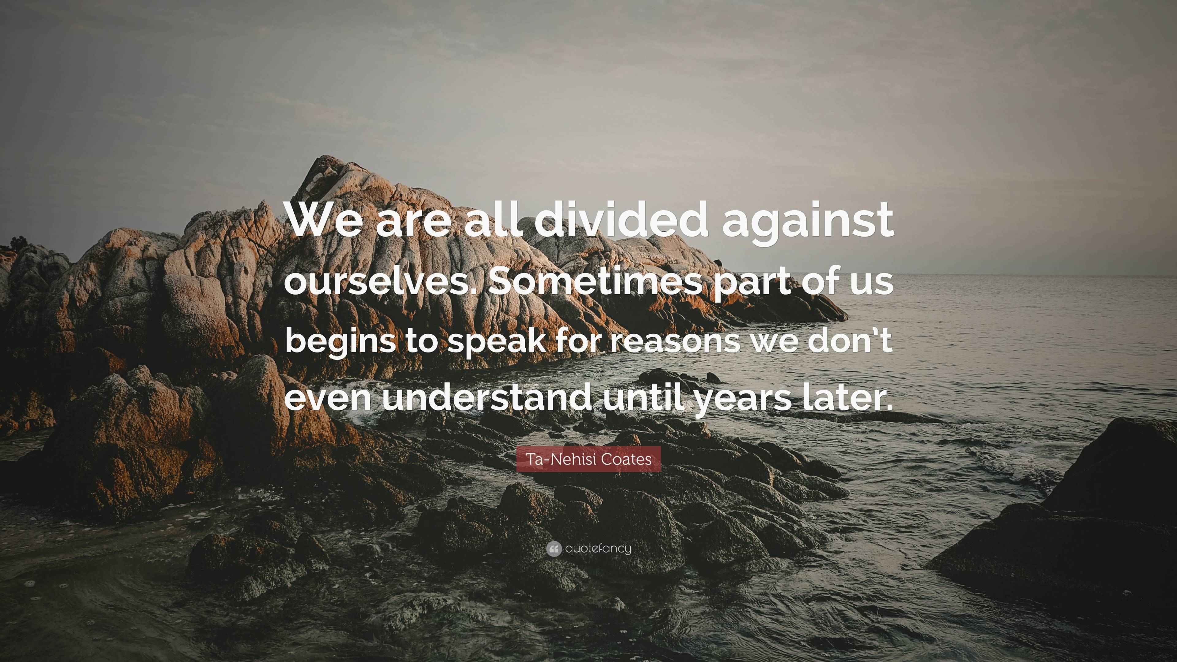Ta-Nehisi Coates Quote: “We are all divided against ourselves ...