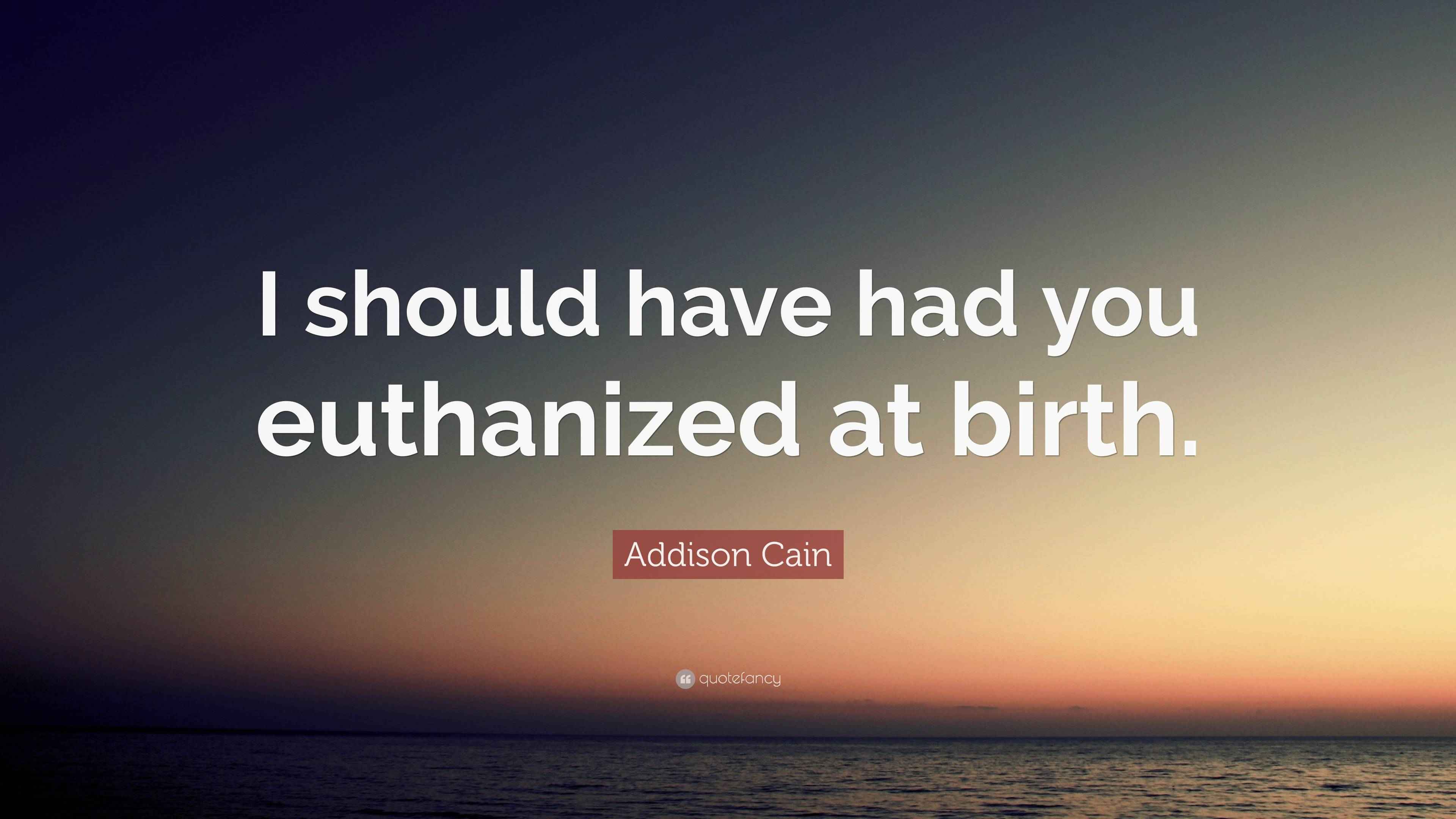 Addison Cain Quote: “I should have had you euthanized at birth.”
