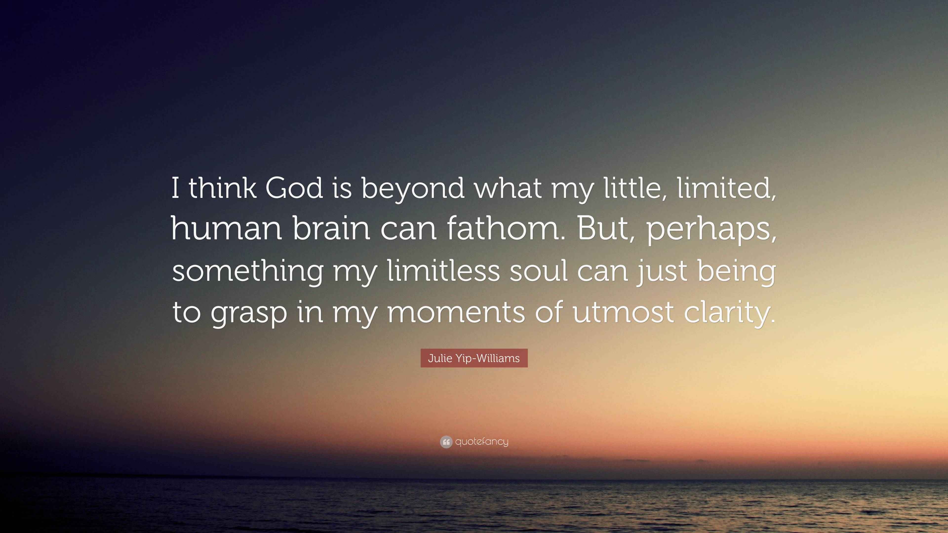 Julie Yip-Williams Quote: “I think God is beyond what my little ...