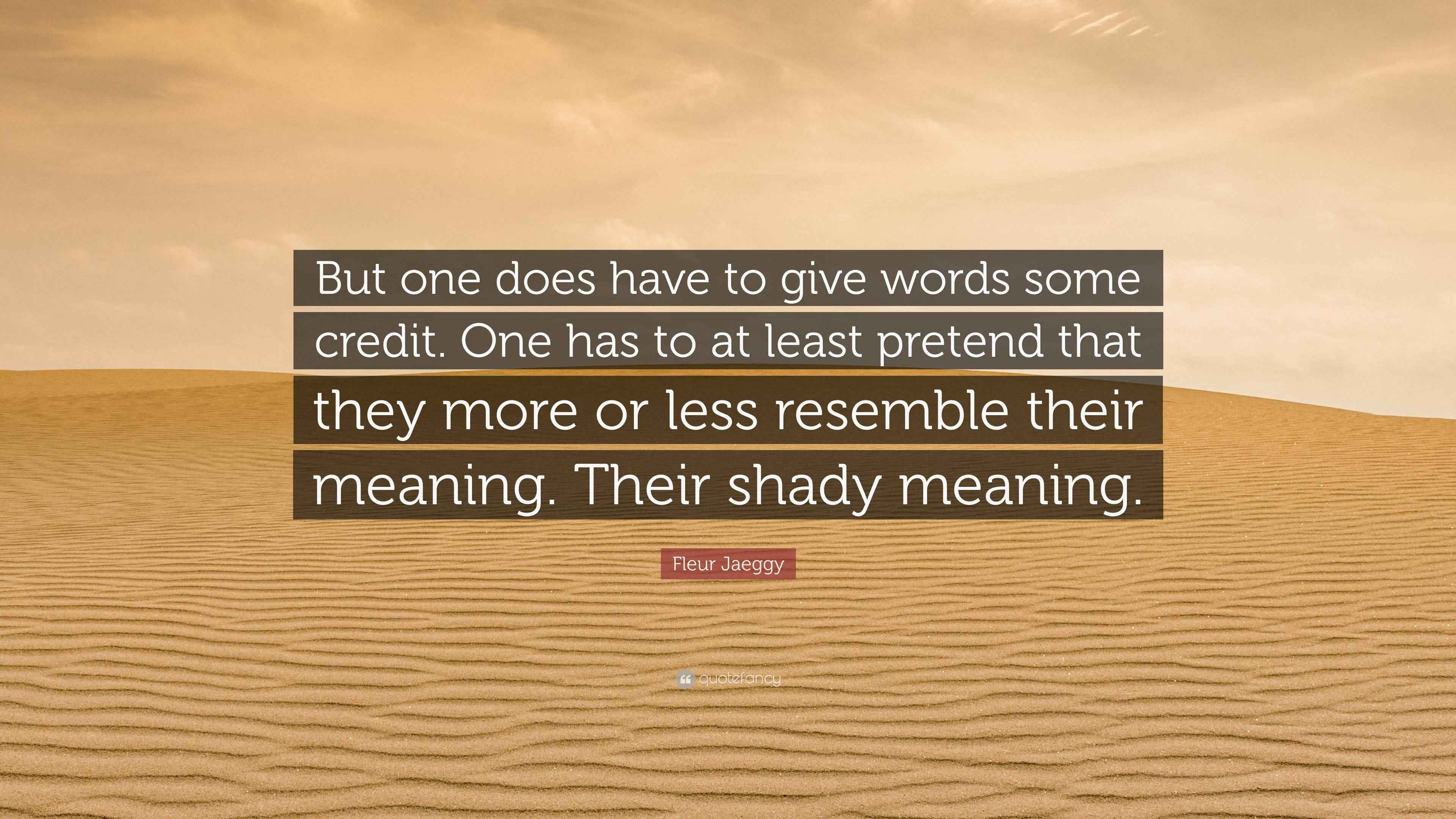 Fleur Jaeggy Quote: “But one does have to give words some credit. One ...