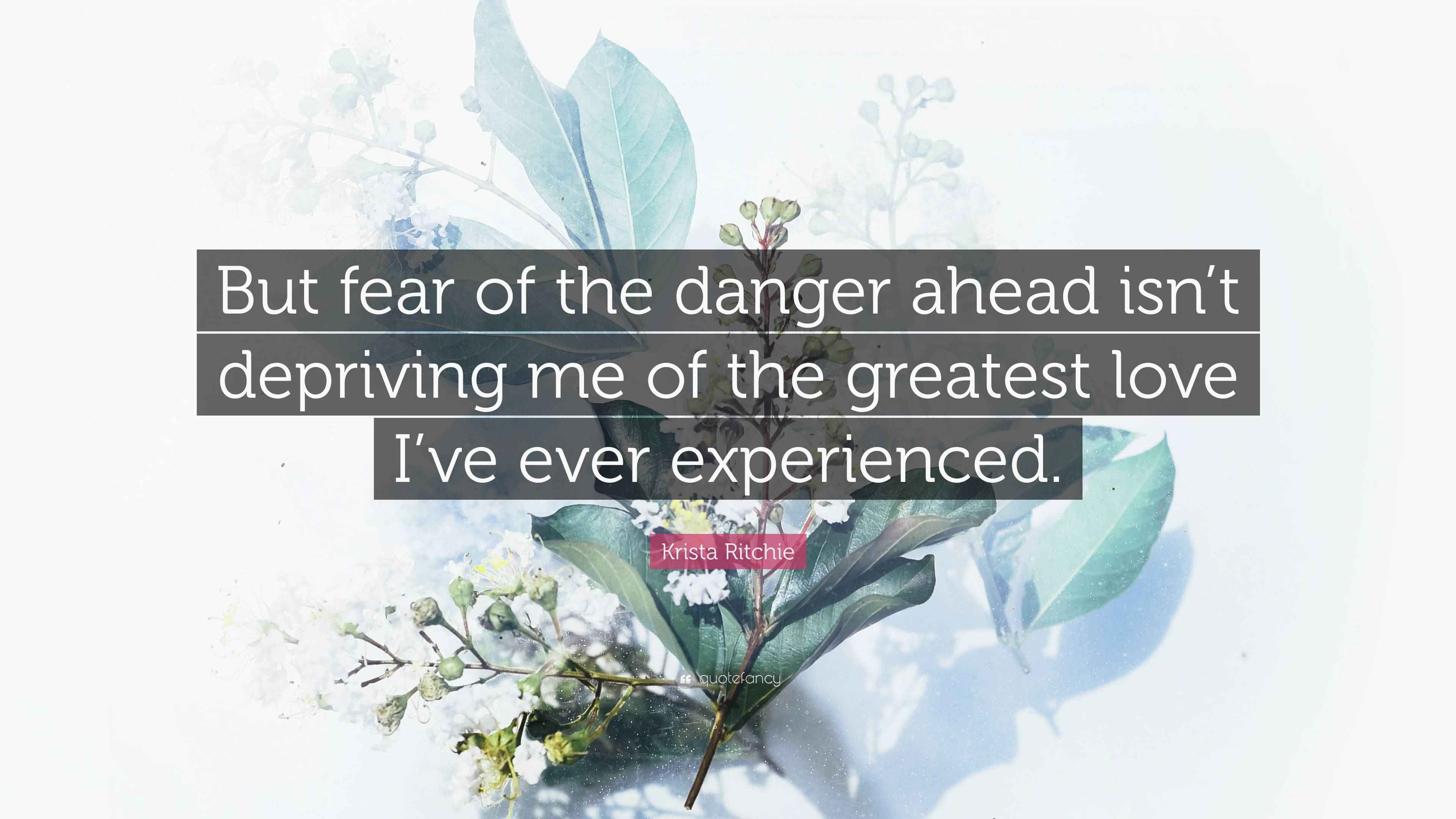 Krista Ritchie Quote: “But fear of the danger ahead isn’t depriving me ...