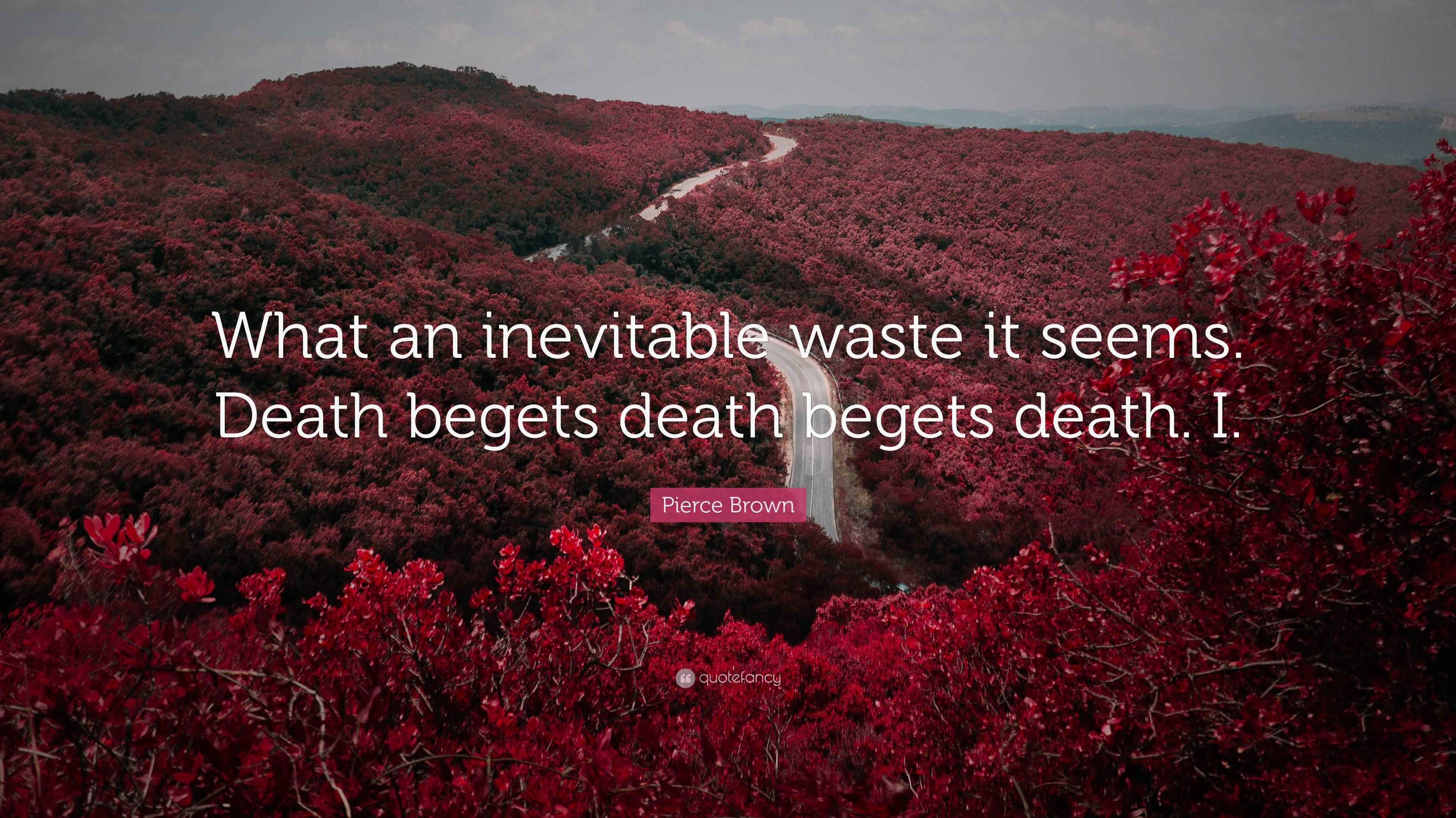 Pierce Brown Quote: “What an inevitable waste it seems. Death begets ...