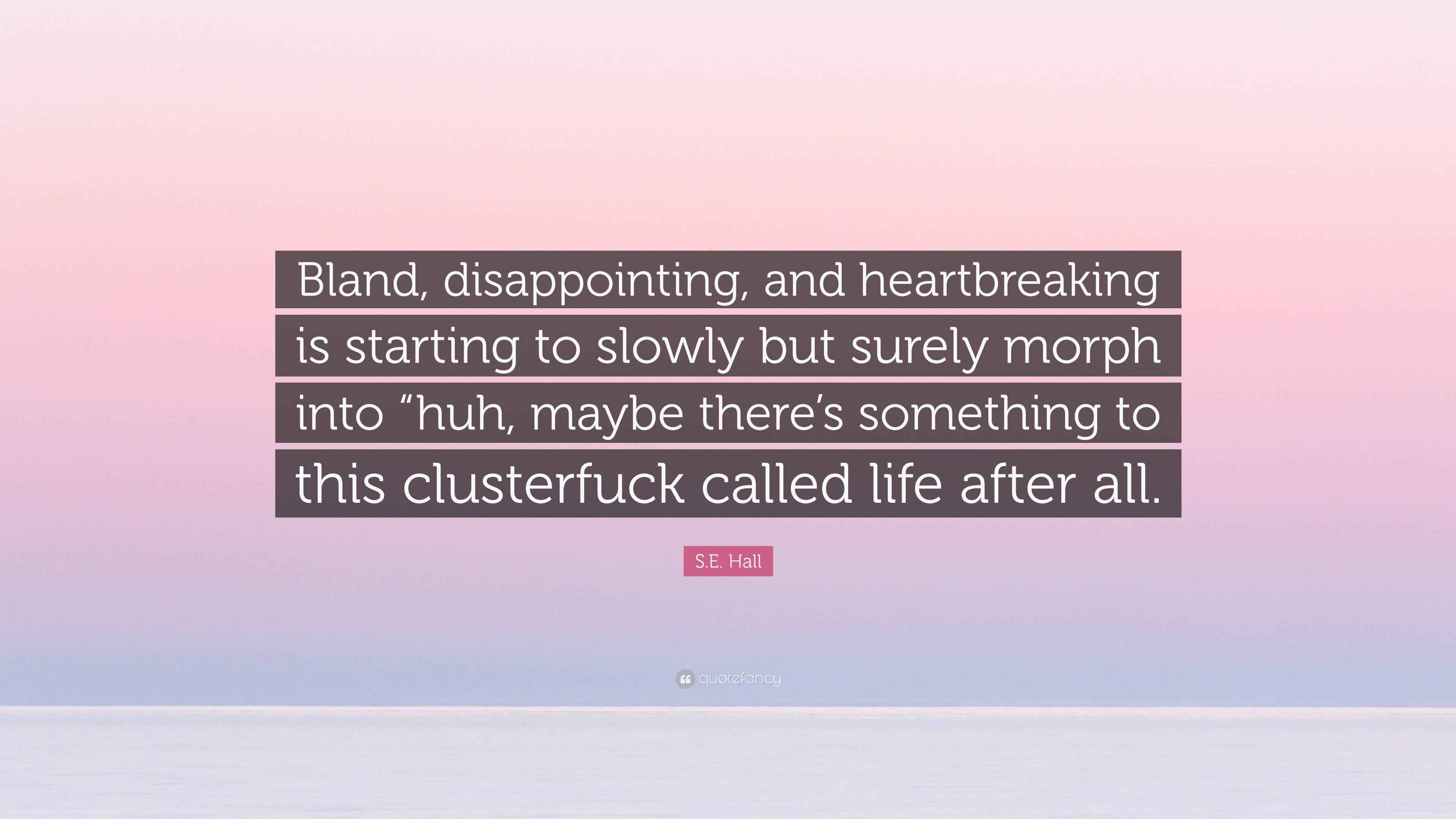 S.E. Hall Quote: “Bland, disappointing, and heartbreaking is starting ...