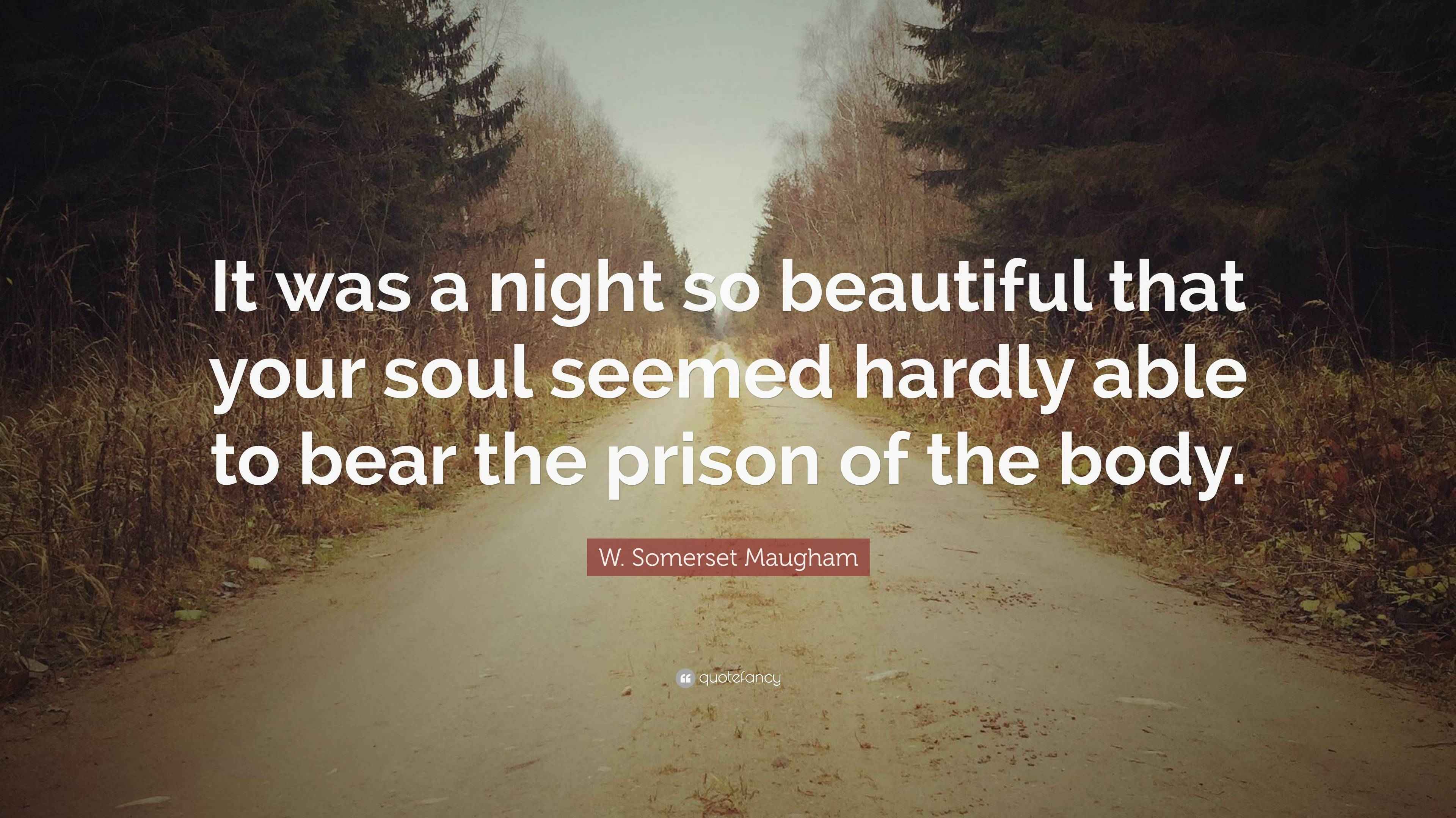 W. Somerset Maugham Quote: “It was a night so beautiful that your soul ...