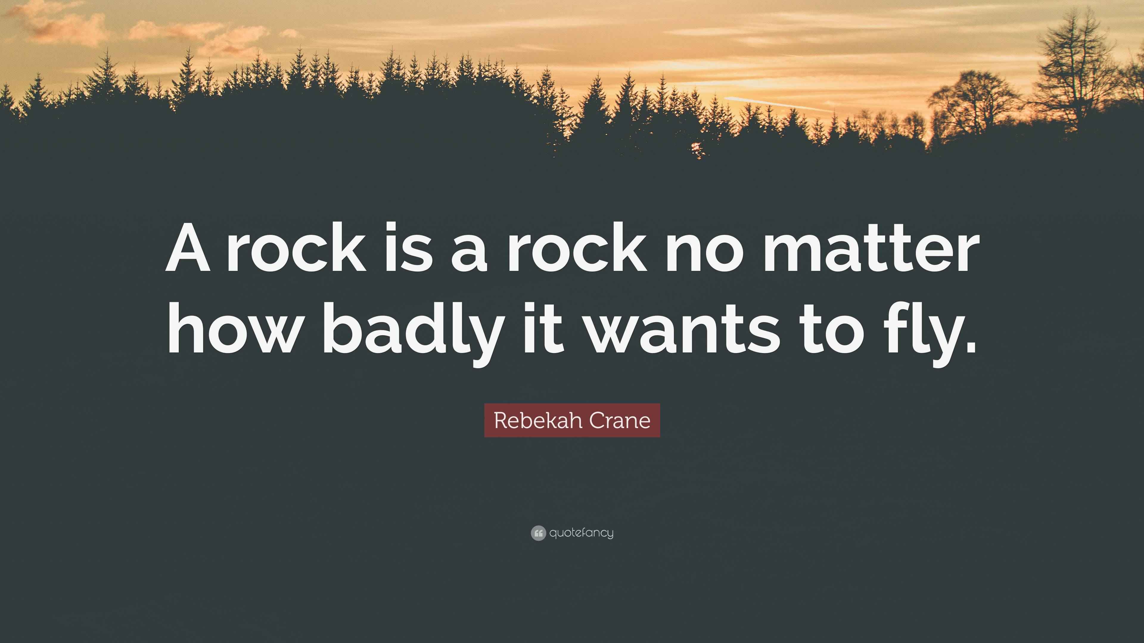 Rebekah Crane Quote: “A rock is a rock no matter how badly it wants to ...