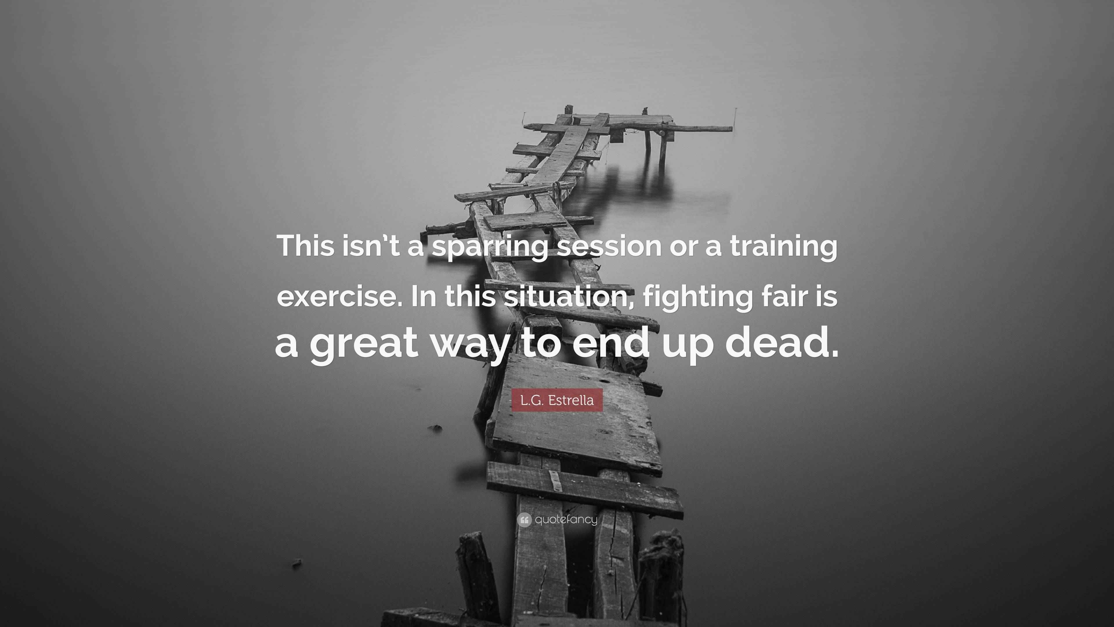 L.G. Estrella Quote: “This isn’t a sparring session or a training ...